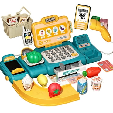 Costway Kids Grocery Store with Shopping Cart Cash Register Scanner ...