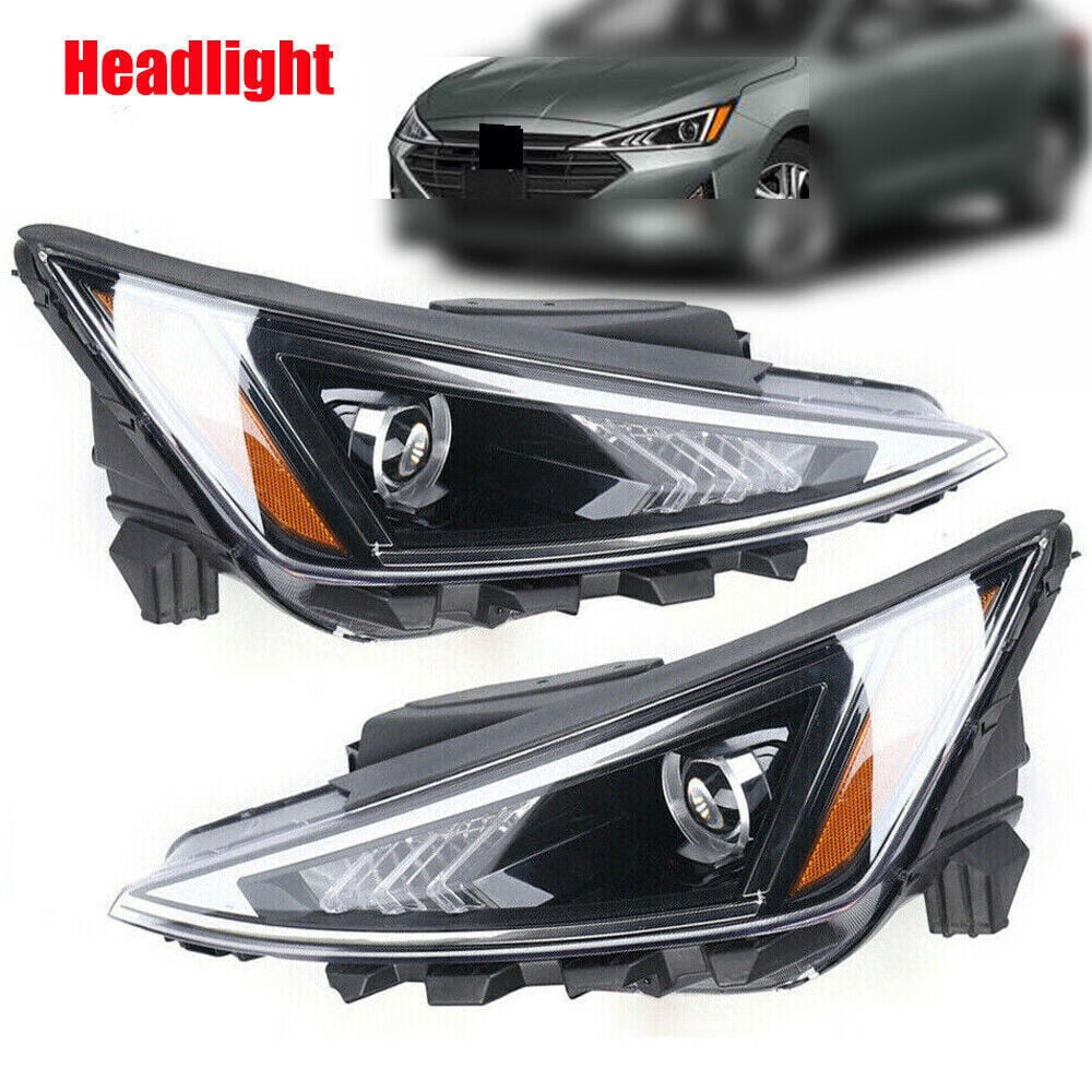 Aiqidi 1 Pair Halogen Headlights Assembly for 2019-2020 Hyundai Elantra ...