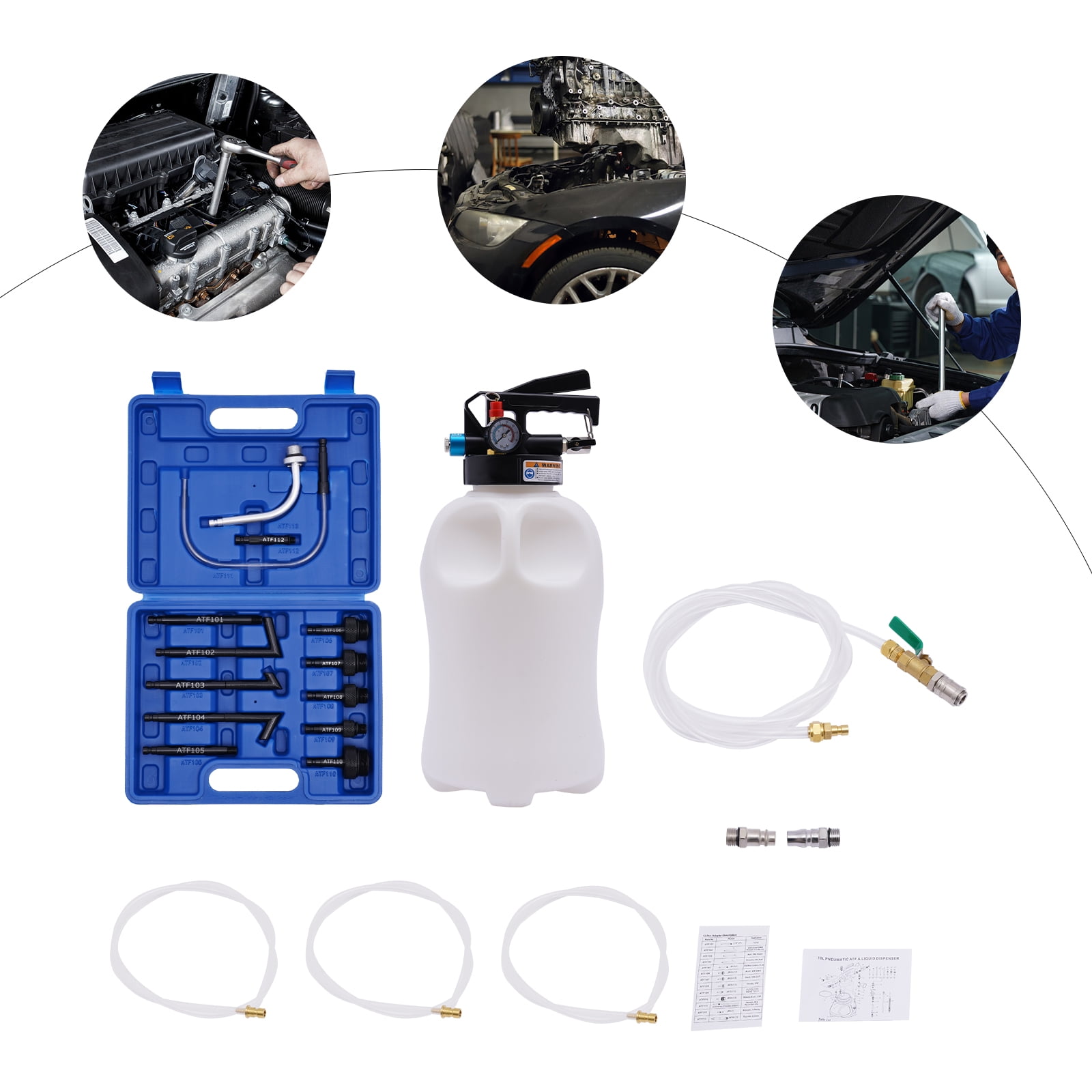 Aiqidi 10L Pneumatic Transmission Fluid Pump Automatic 2 Way Manual ATF Refill System Dispenser ...