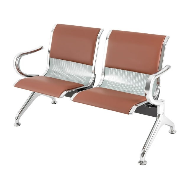 Aiqidi 2-Seat Waiting Room Chair Airport Reception Bench Brown Soft ...