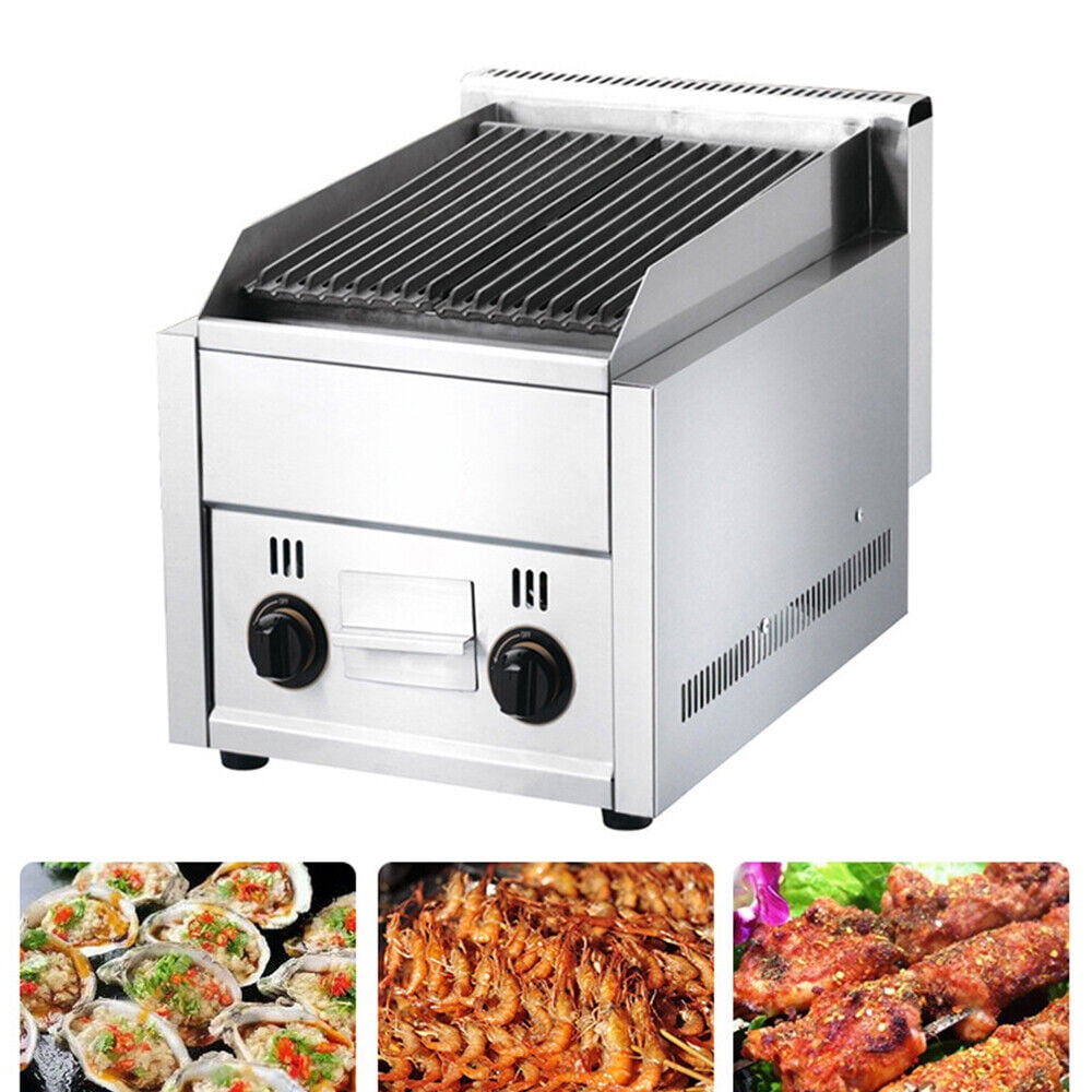Aiqidi 22" Commercial Charbroilers 2 Burners LPG Grill Restaurant BBQ ...