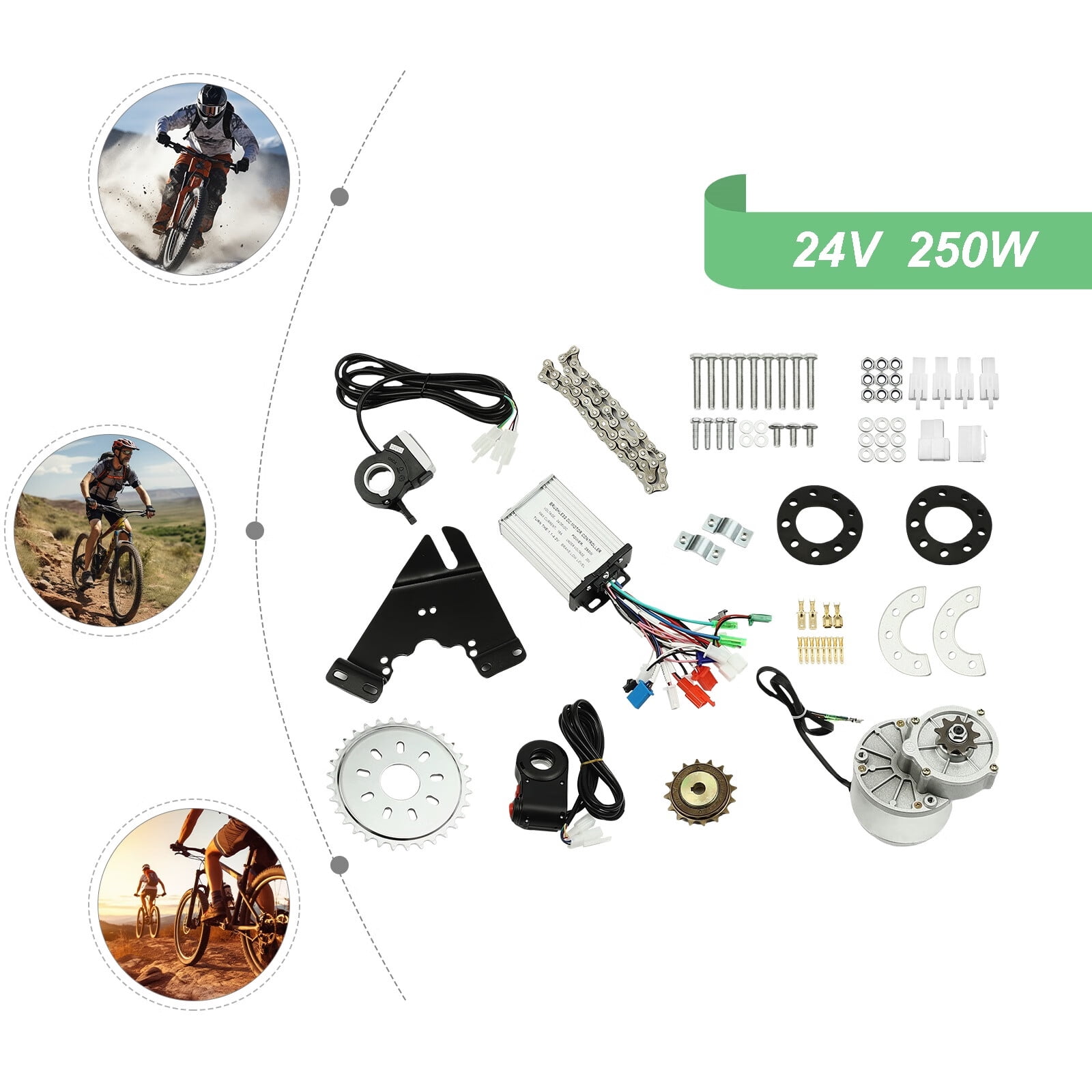 Aiqidi 24V 250W Electric Bike Motor Kit E-Bicycle Conversion Kit with ...