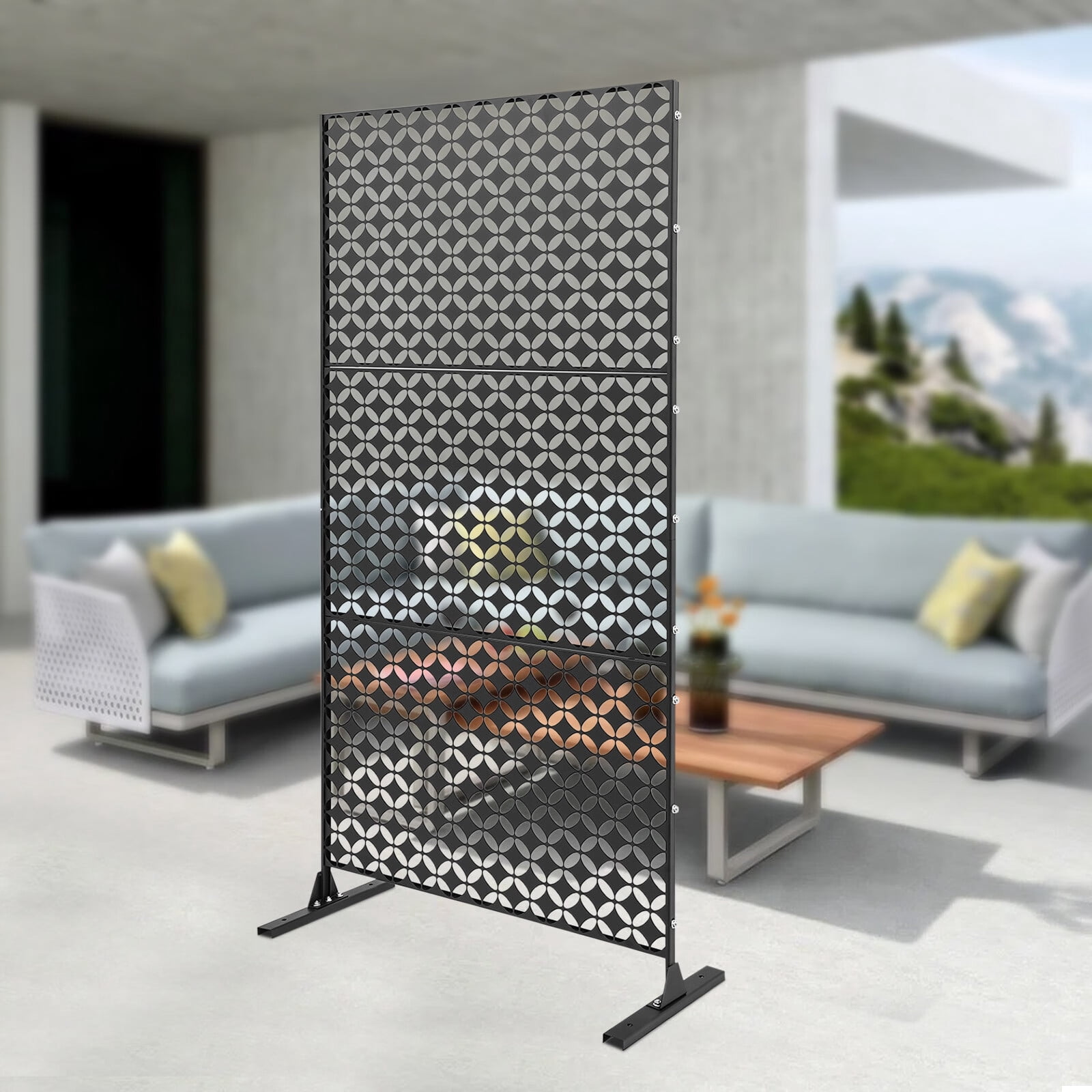 Aiqidi 3*6Ft Metal Privacy Screen Black Indoor Outdoor Decorative ...