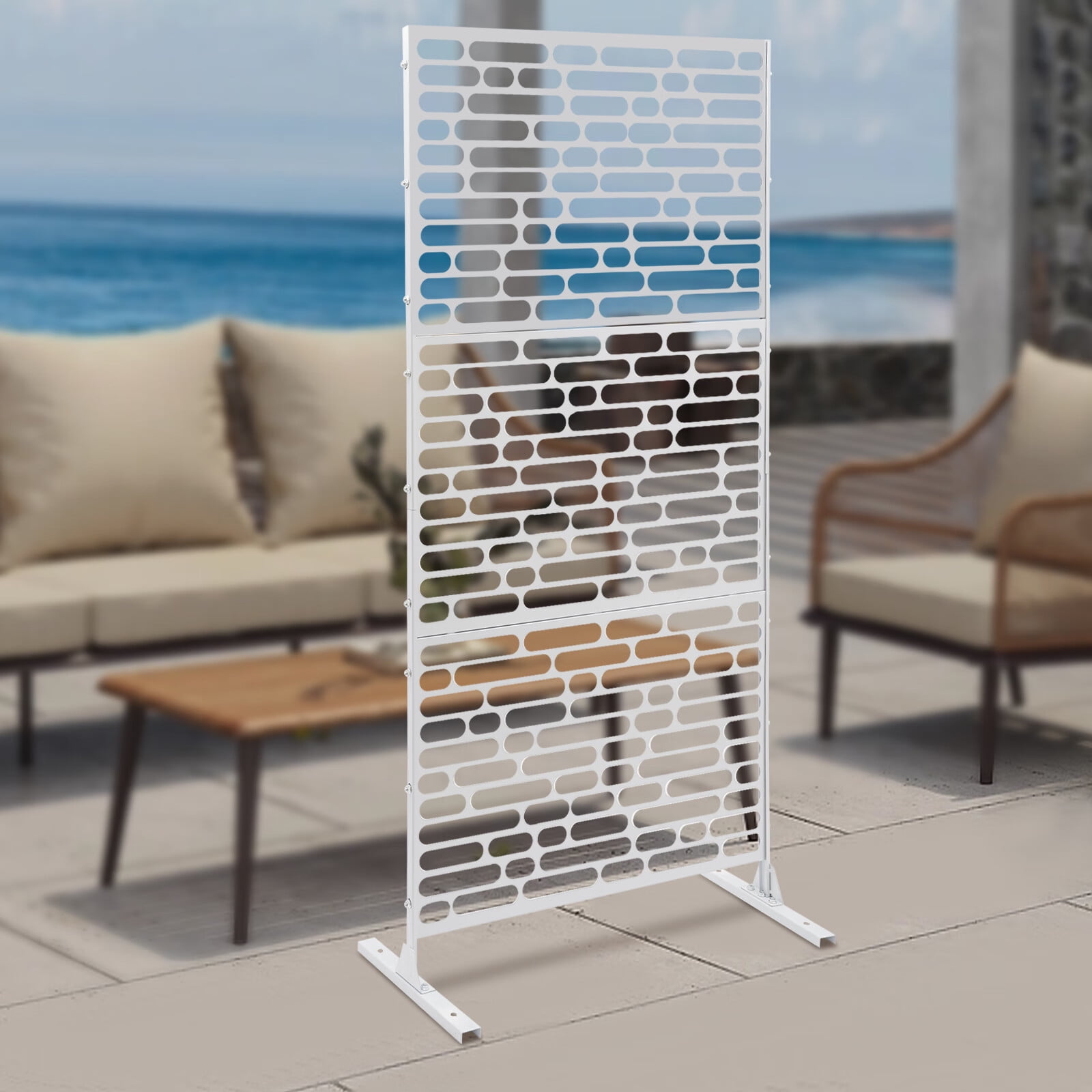 Aiqidi 3*6Ft Metal Privacy Screen White Indoor Outdoor Decorative ...