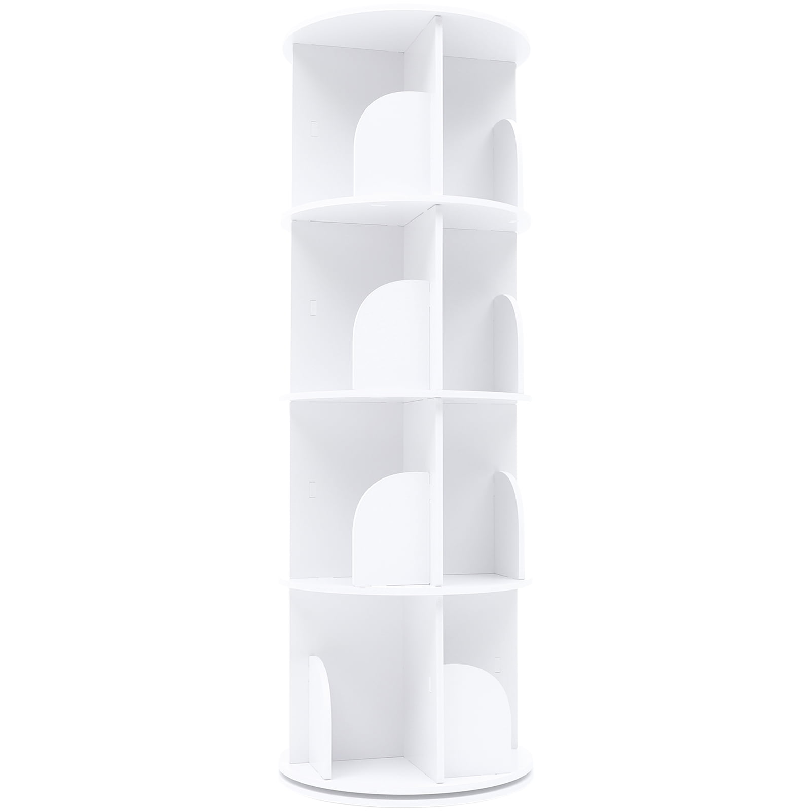 Aiqidi 360° Rotating Bookshelf 4 Tiers Stackable PVC Standing Display ...