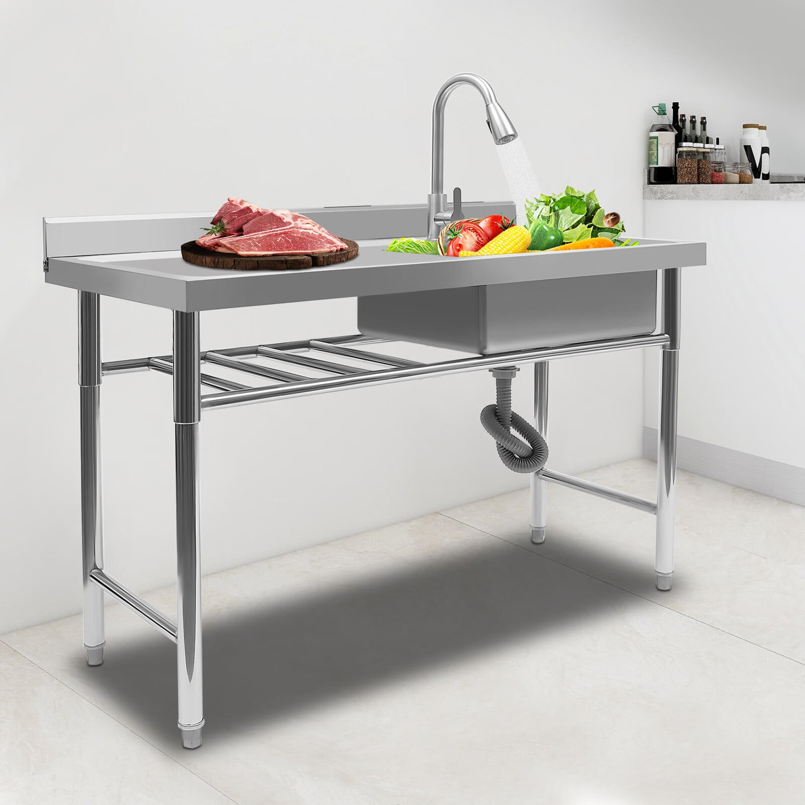 Aiqidi 47" Freestanding Stainless Steel Utility Sink, 1 Compartment ...