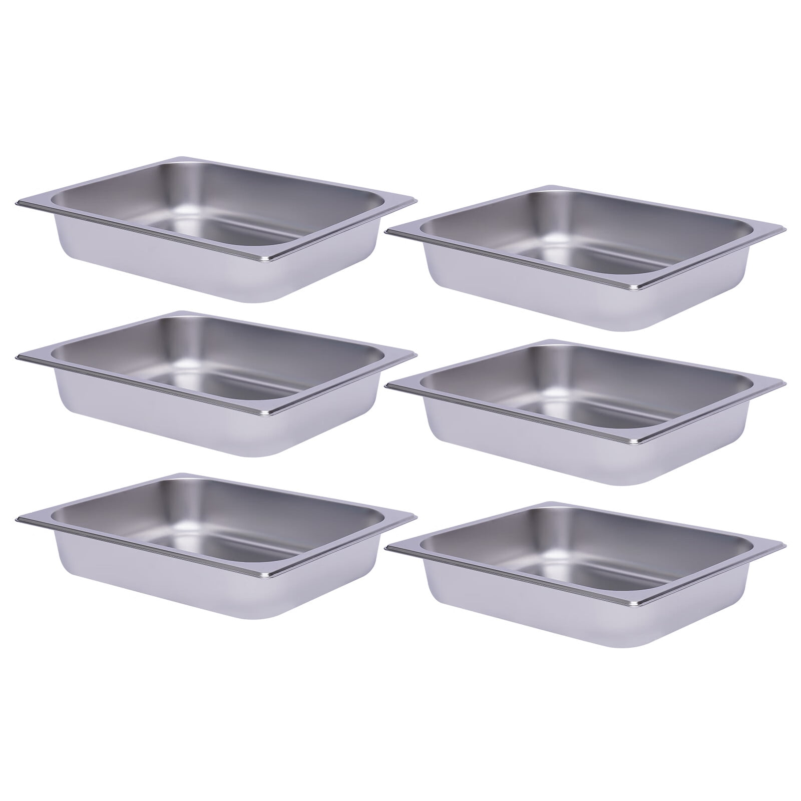 Aiqidi 6-Pack 1/2 Size Rectangular Steam Table Pans Stackable Stainless ...