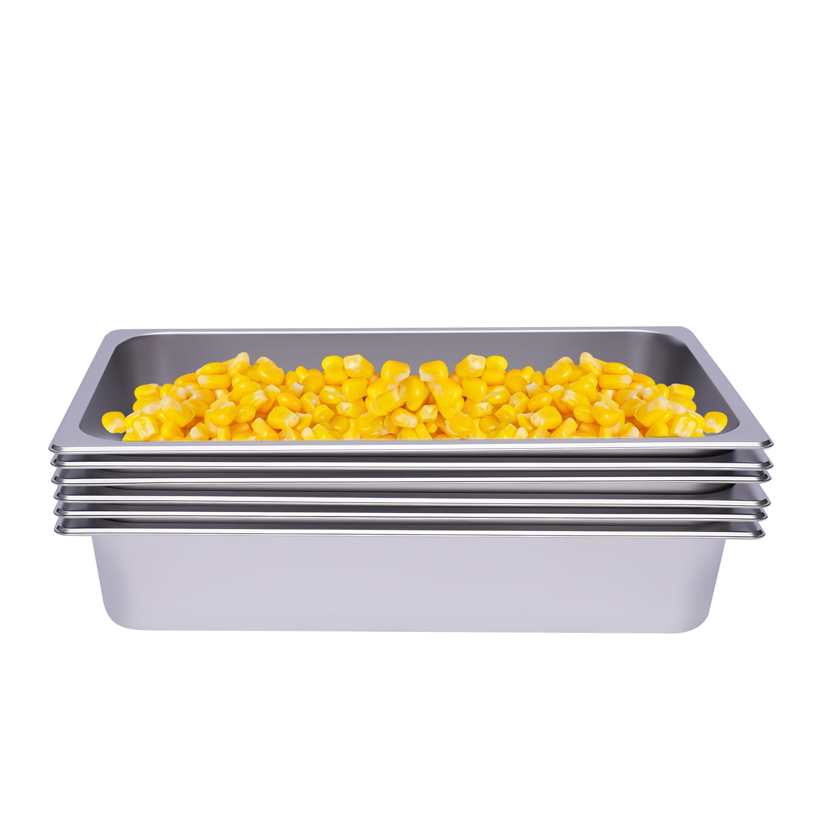 Aiqidi 6-Pack Rectangular Steam Table Pans Stackable Deep Stainless ...