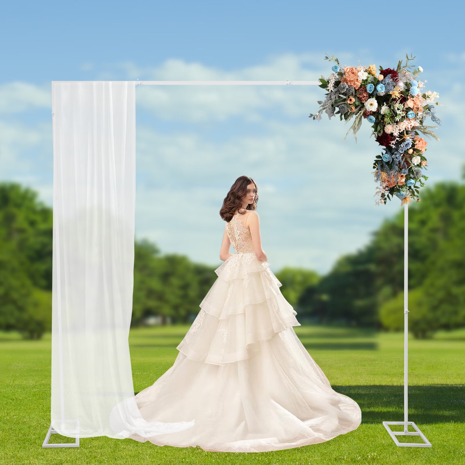 Aiqidi 7.87*7.87Ft White Wedding Arch Stand Square Background Stand ...