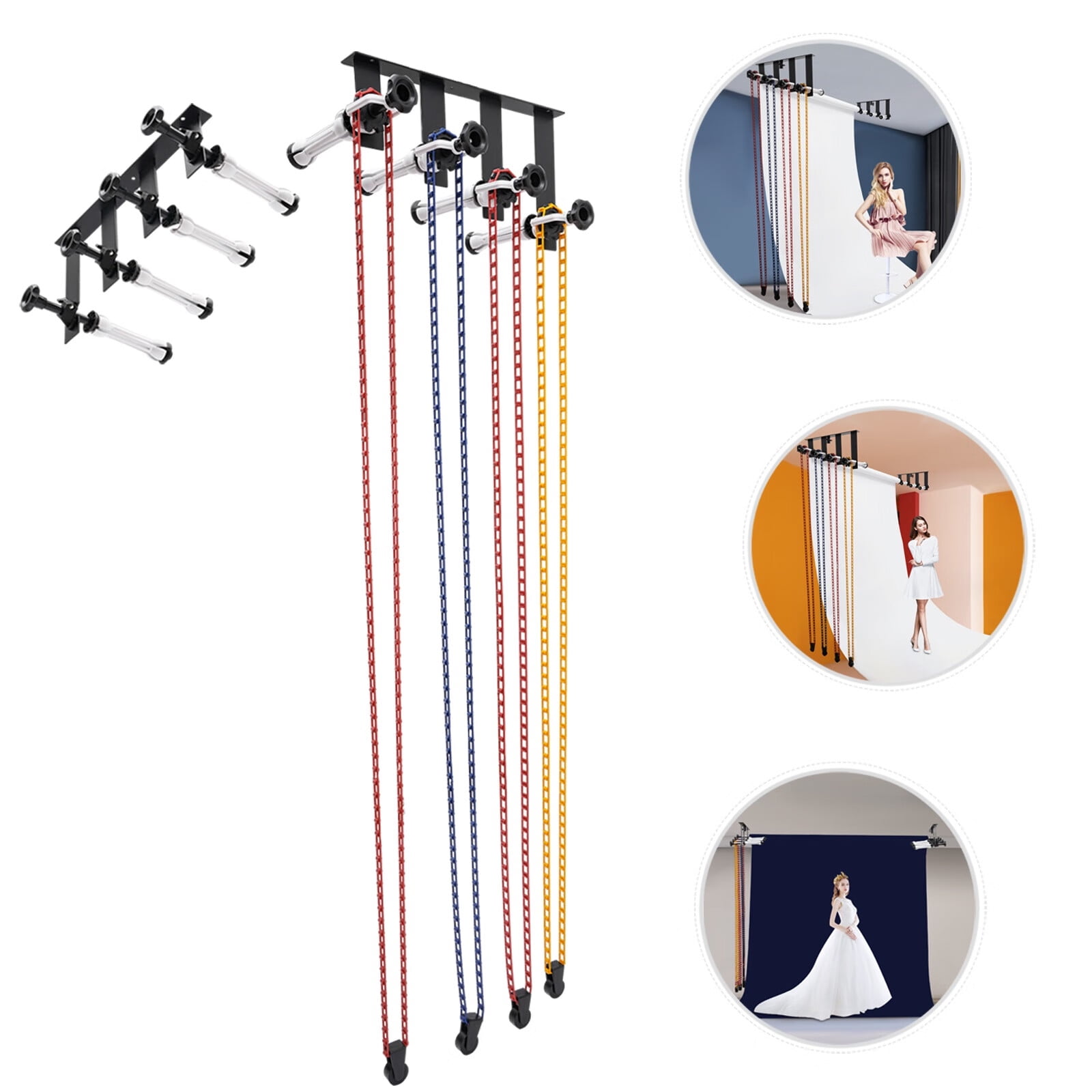 Aiqidi Adjustable Metal Backdrop Holder, 4 Rollers Wall Mount ...