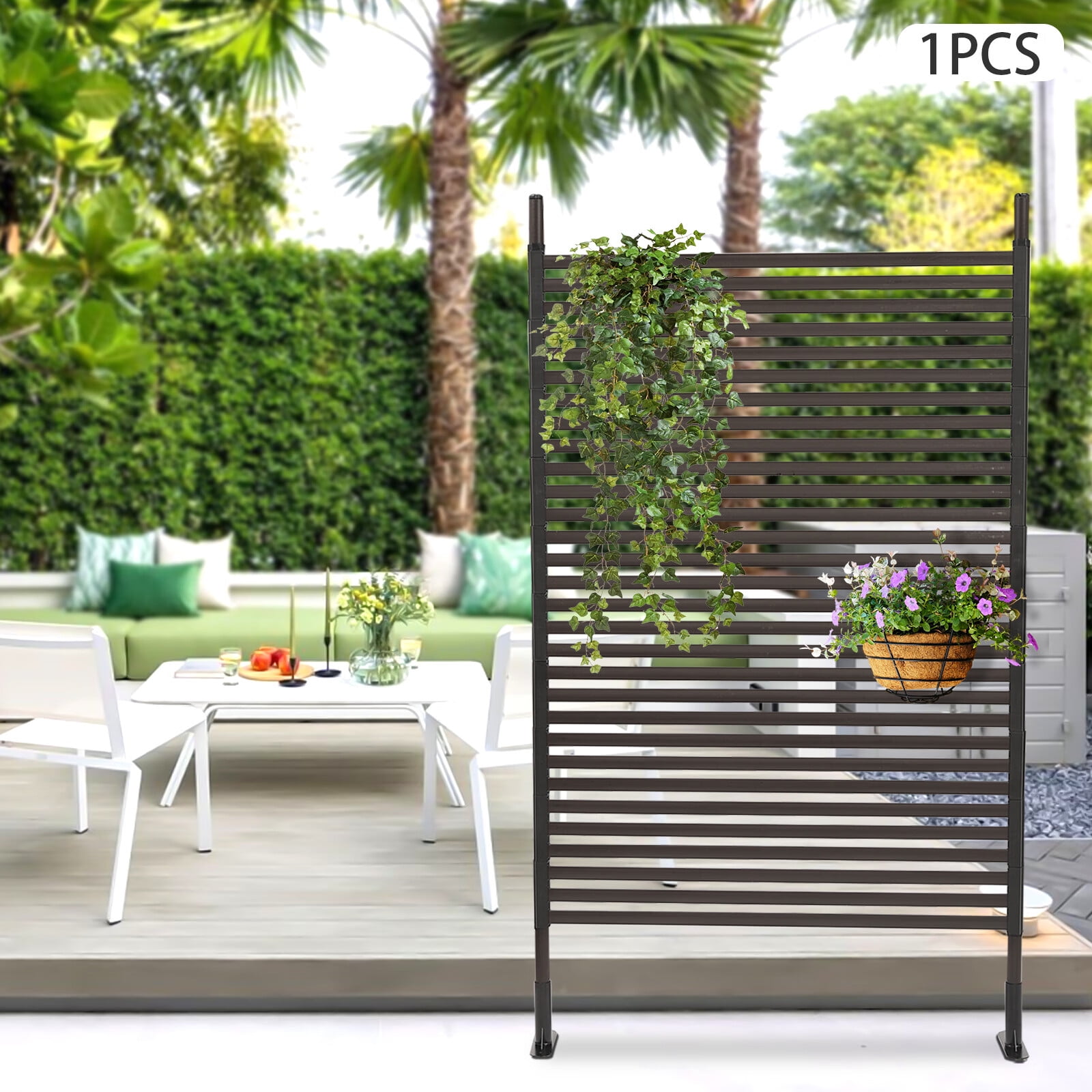 Aiqidi Freestanding Outdoor Privacy Screens Metal Slatted Decorative ...
