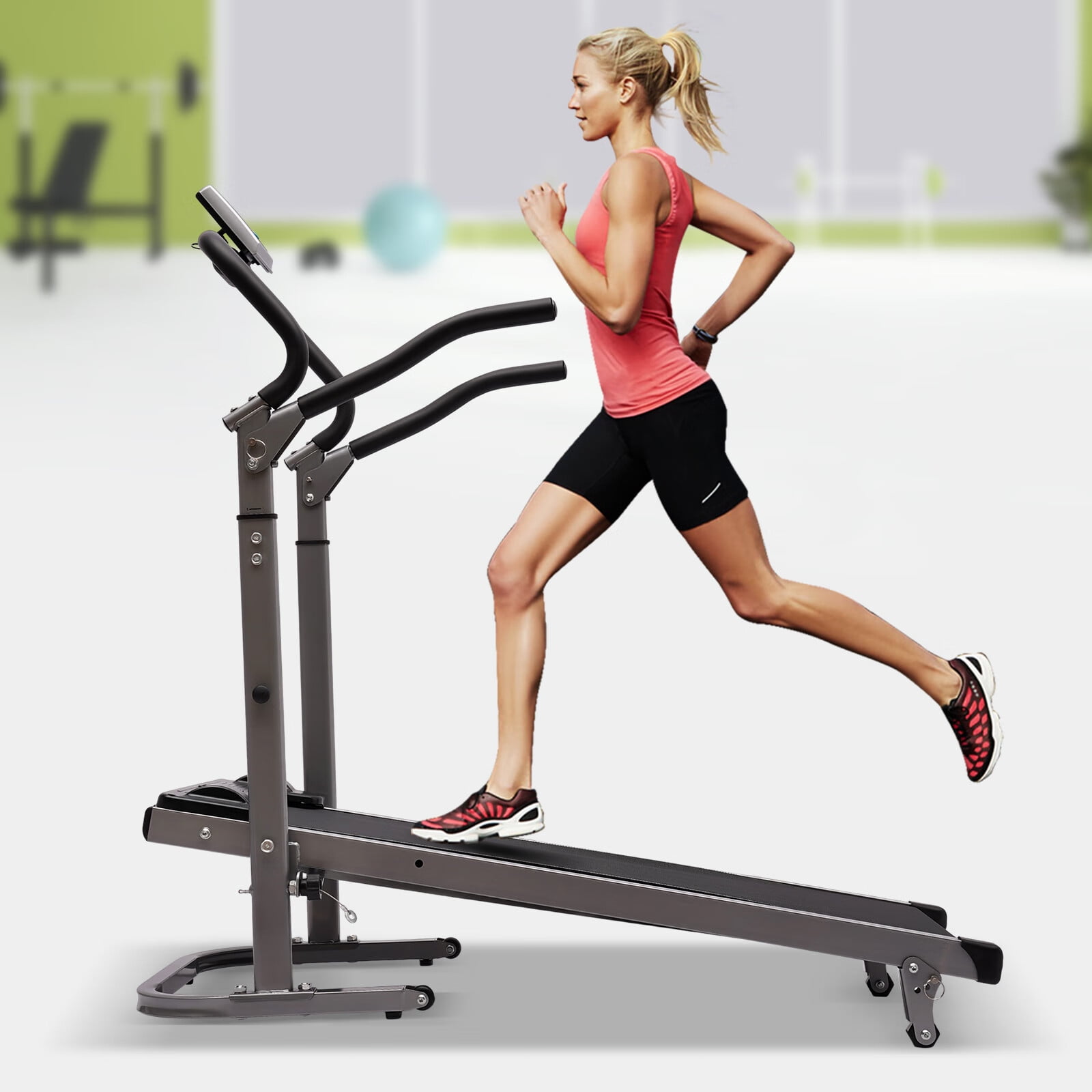 Aiqidi Easy Quiet Foldable Incline Treadmill with LED Monitor ...