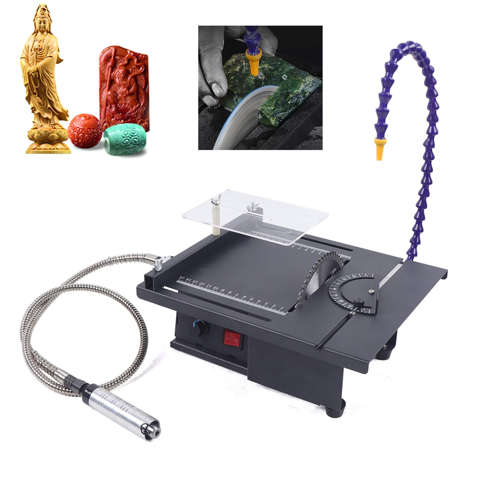 Aiqidi 7-Speed Adjustable 1800W Electric Jade Gem Cutting, Carving ...