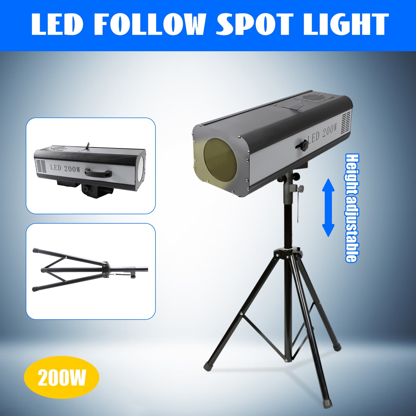 Aiqidi LED Spotlight with Tripod Bracket 200W Stage Follow Spot Light ...