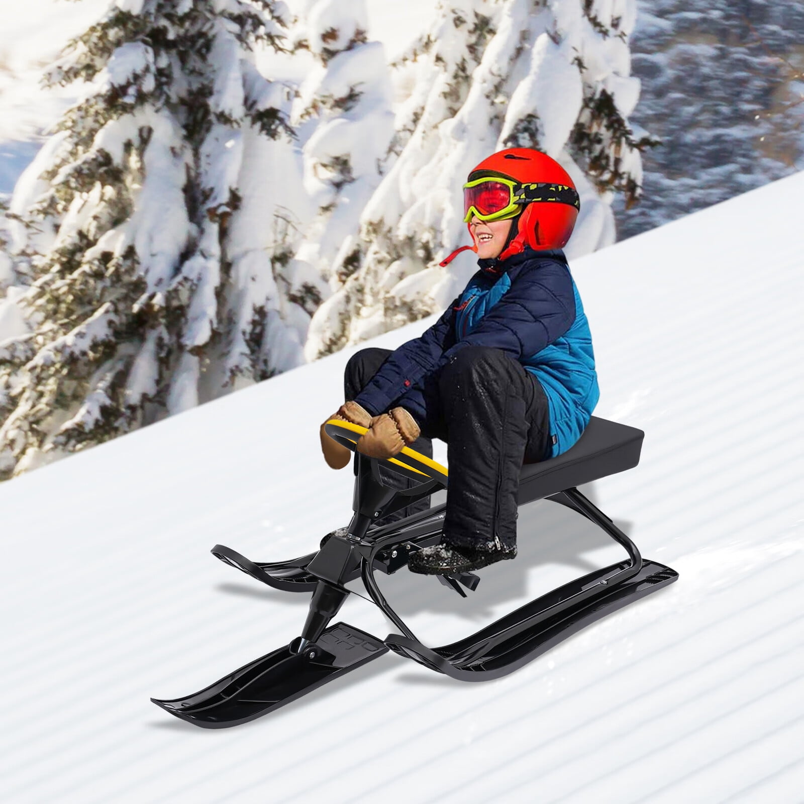 Aiqidi Snow Racer Sled for Kids 3-15 Years, Ski Sled Slider Board w ...