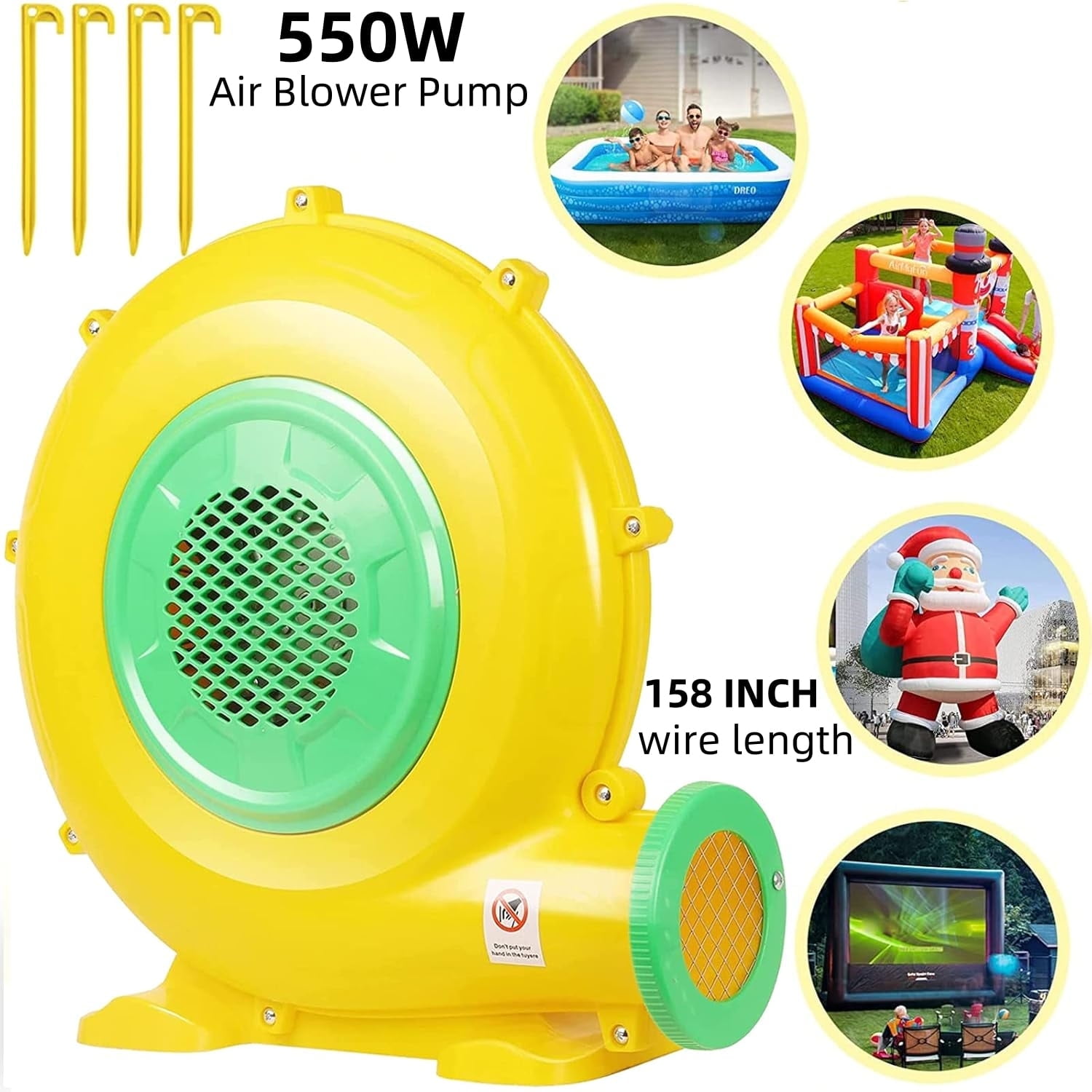 Air Blower Pump Fan 550 Watt 1.0HP For Inflatable Bounce House Bouncy ...