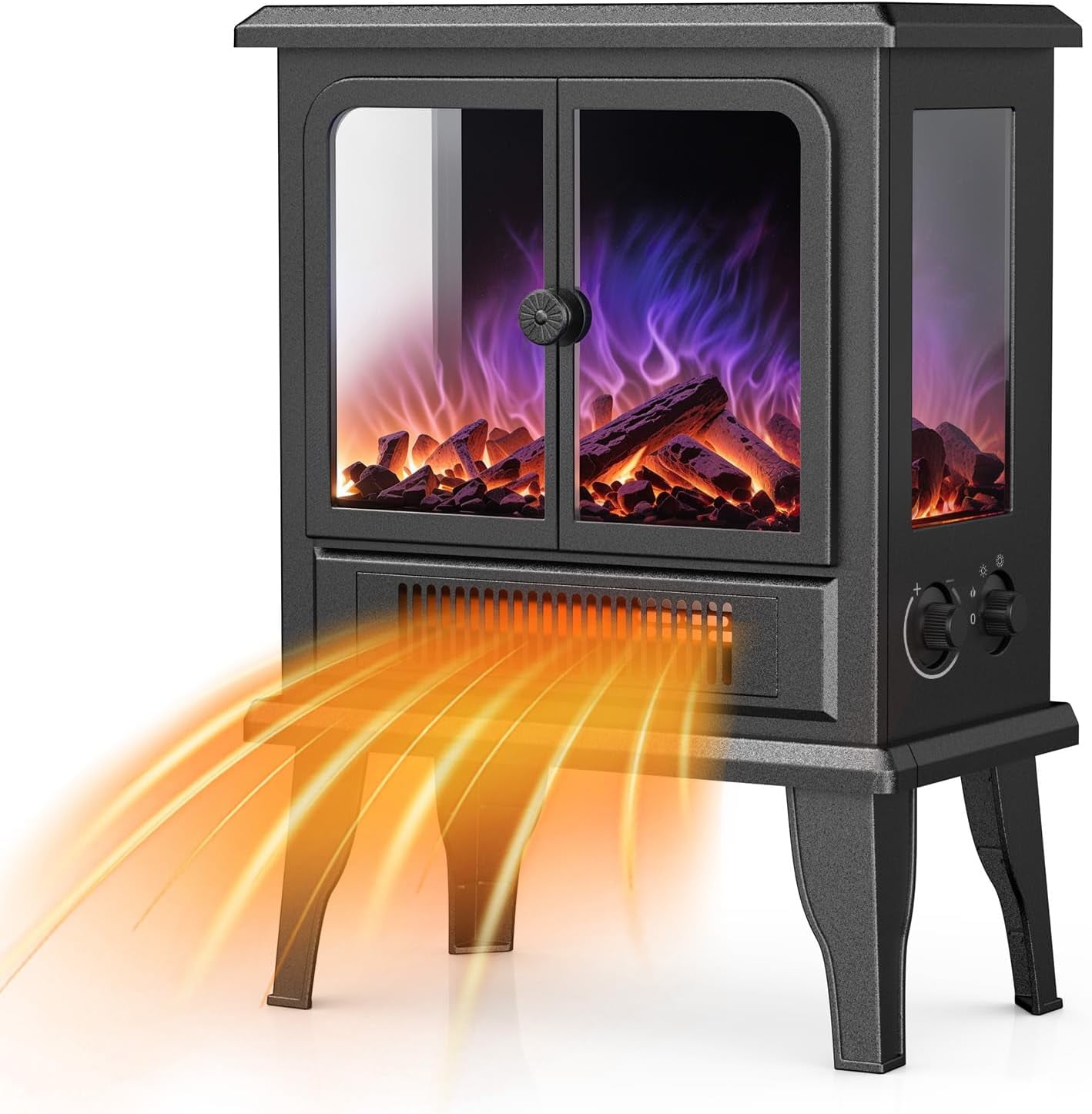 Air Choice Electric Fireplace Heater, 18.9" FreeStanding Fireplace ...