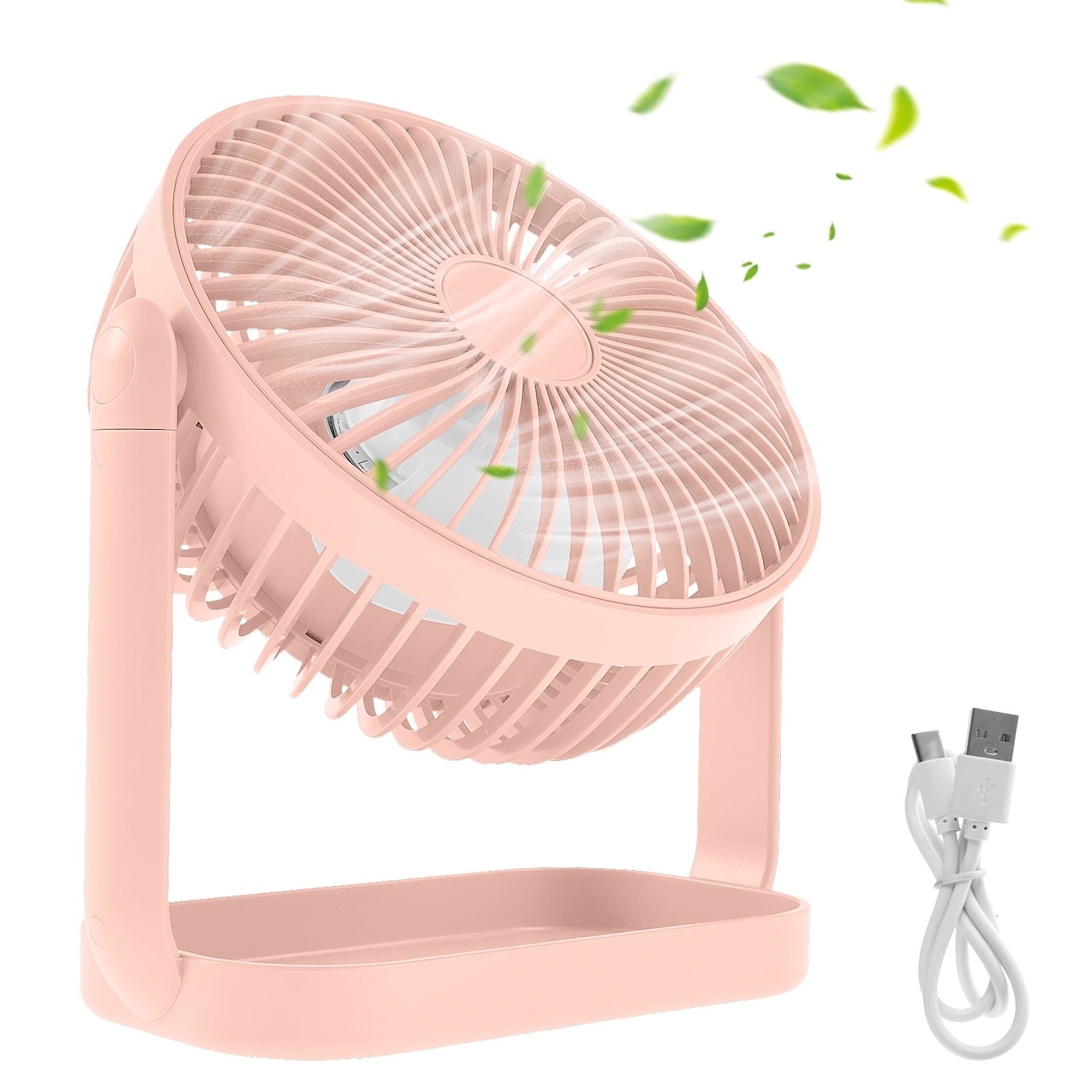 Air Circulator Fan with LED Light 360° Rotation USB Desktop Fan 4 Speed ...
