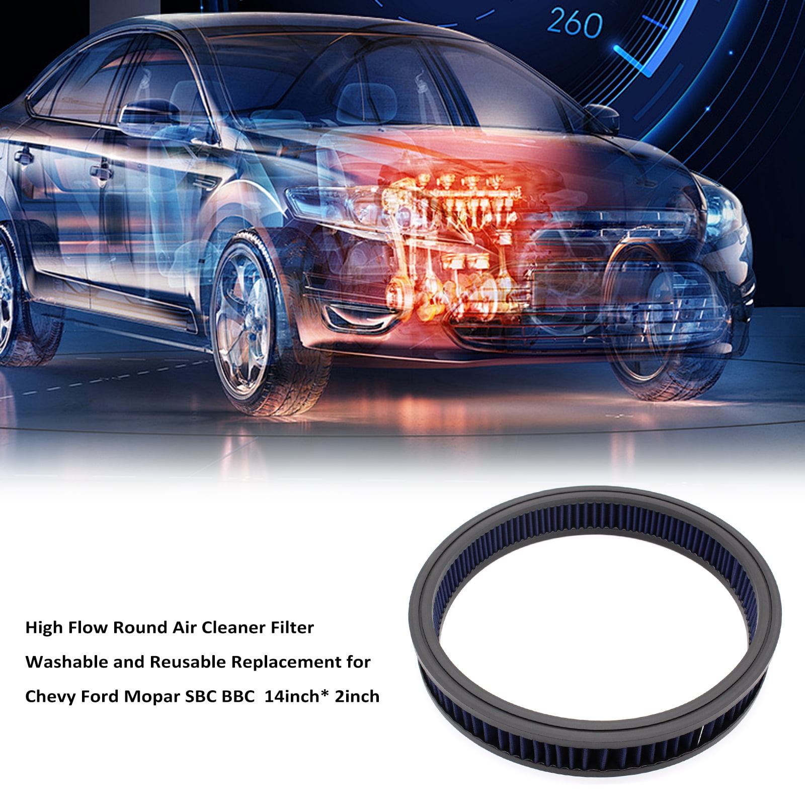 Air Cleaner Filter,Mopar Sbc Bbc Air Cleaner Round Air Bbc 14inch ...