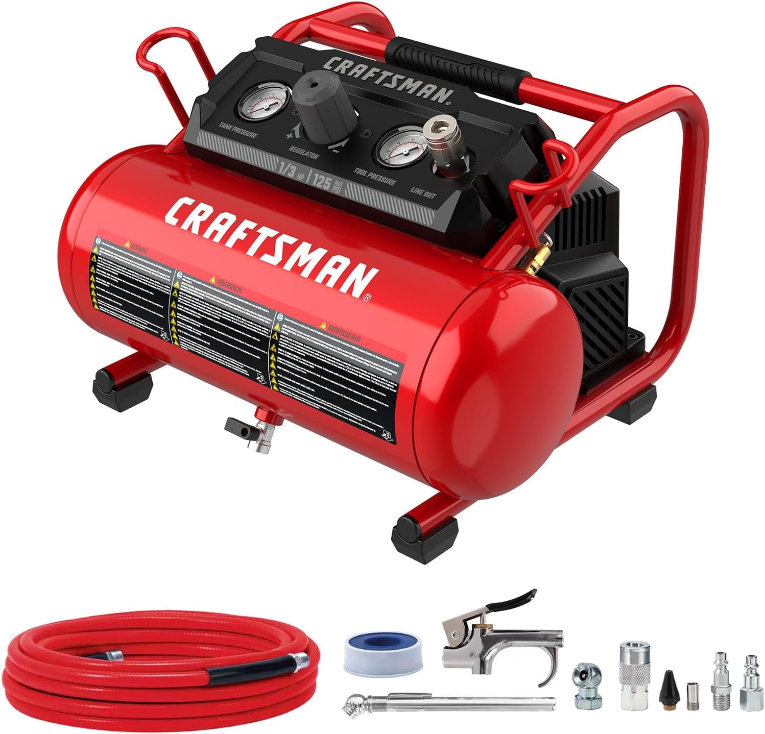Air Compressor, 2 Gallon Portable Air Compressor 1/3HP Max 125 PSI Oil ...