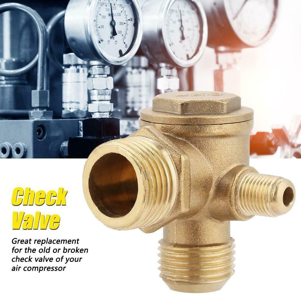 Air Compressor 3-way Brass Male Threaded Check Valve Connector 90 ...