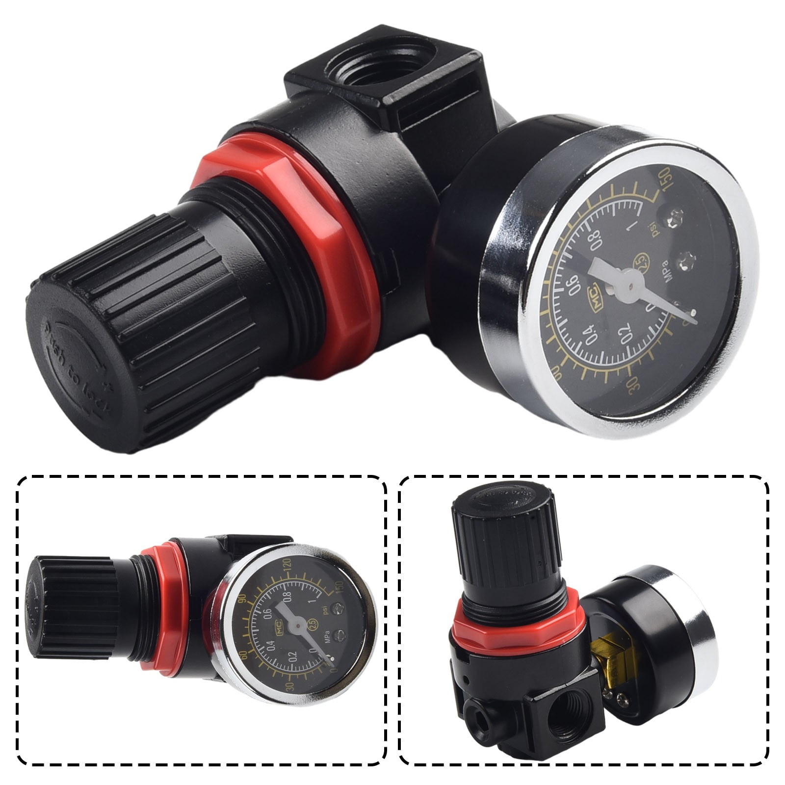 Air Compressor Compressed Air Pressure Regulator With Pressure Gauge 1 ...