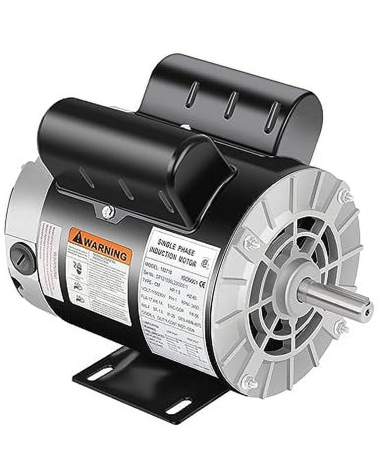 Air Compressor Electric Motor, 1.5 HP 3450 RPM, 115/230V Single Phase, 56 Frame 5/8 Keyed Shaft ...