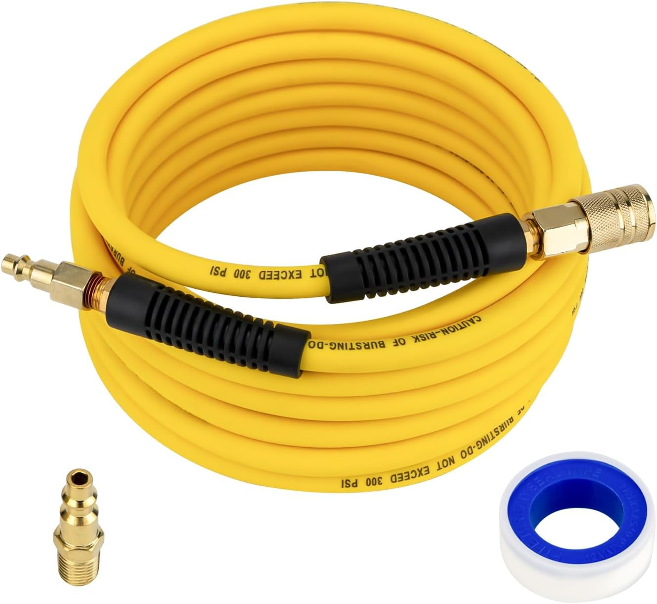 Air Compressor Hose 1/4" x 25 FT, Hybrid Air Hose with Bend Restrictor ...