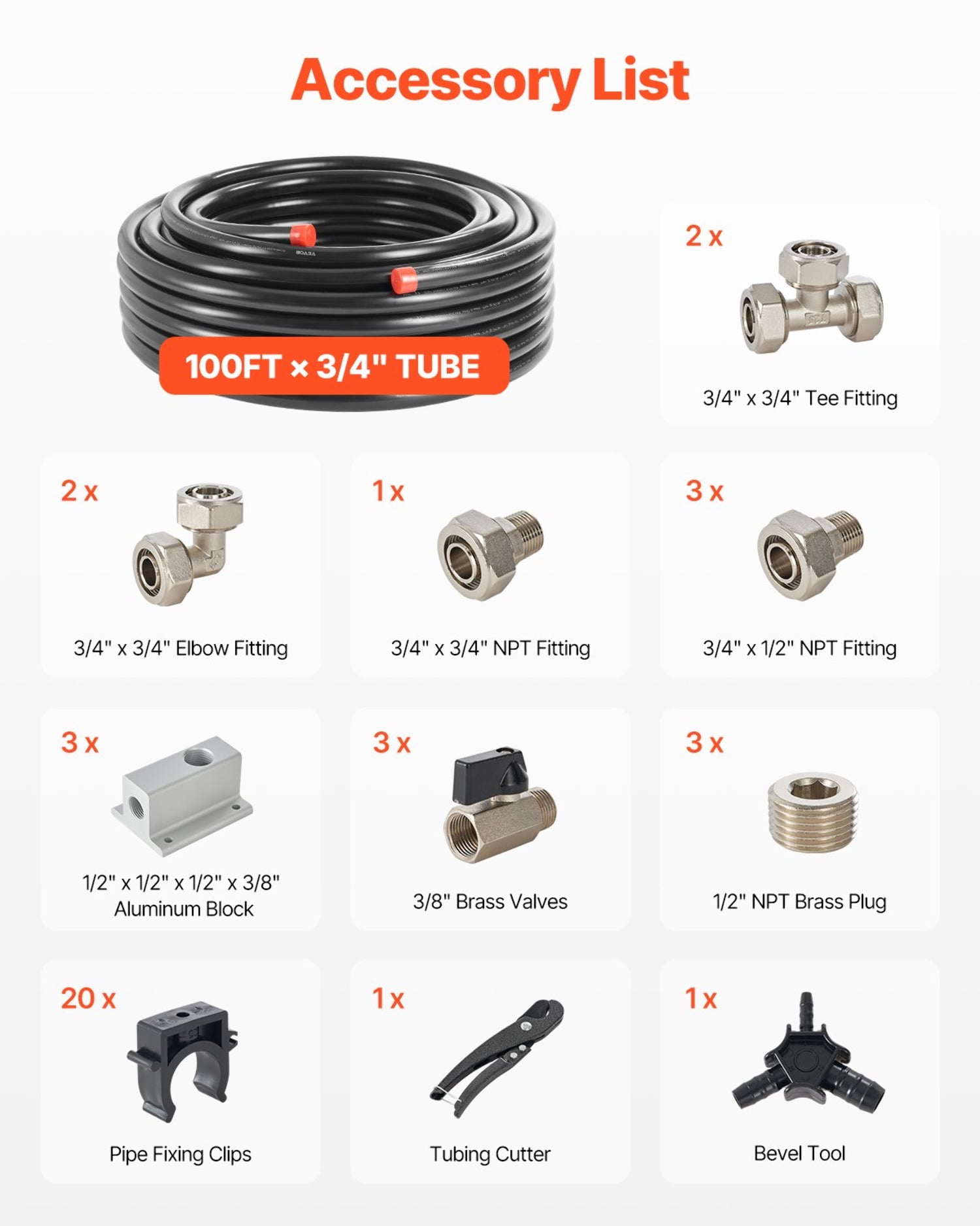 Air Compressor Line Kit 3/4'' x 100FT HDPE/Aluminum Shop Air Piping ...