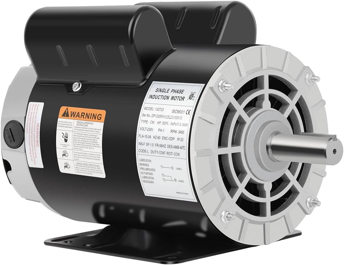 Air Compressor Motor 5SPL HP Electric Motor, 3450 RPM, 230V Single ...