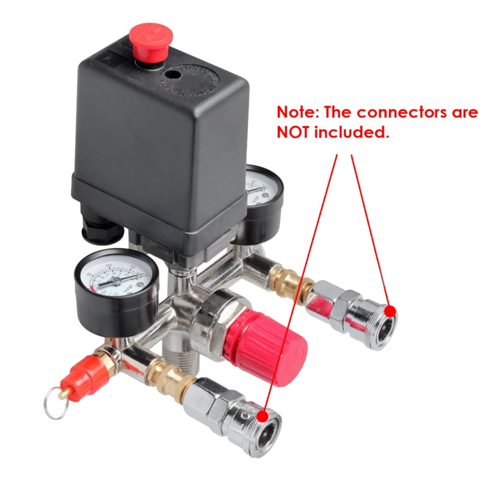 Air Compressor Pressure Check Gauge Air Valve Manifold Oil-Free Silent ...