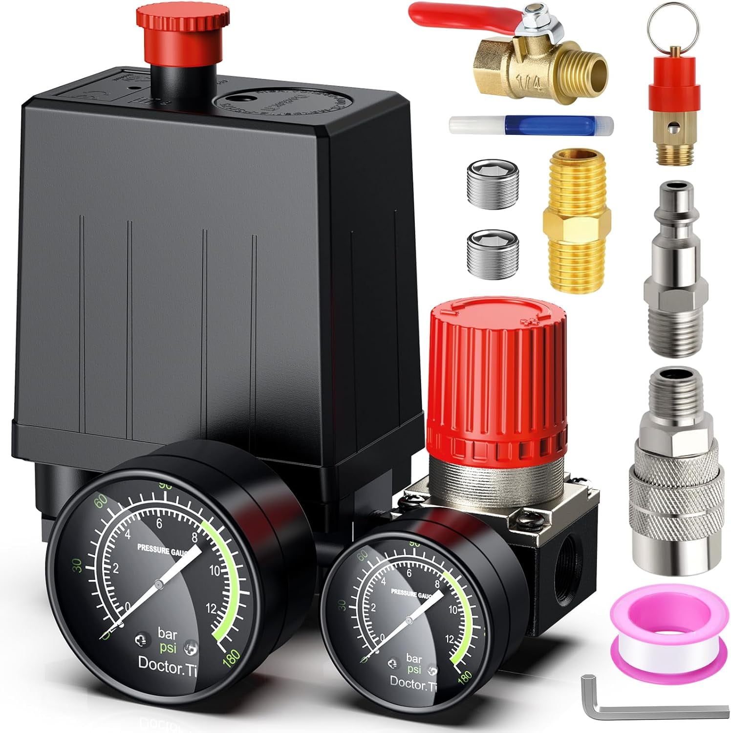 Air Compressor Pressure Switch Control Valve with 4 Way Valve Air ...