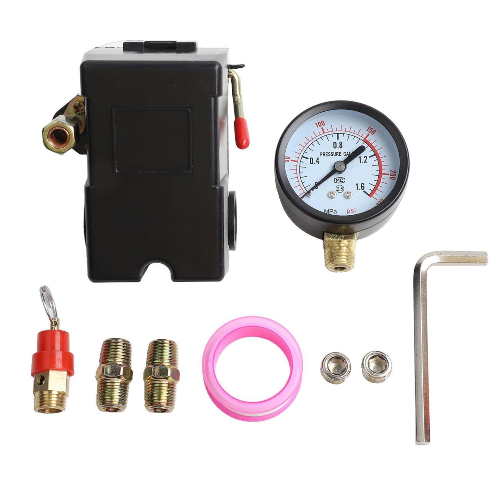 Air Compressor Pressure Switch Control Valve with Pressure Gauge 110V ...