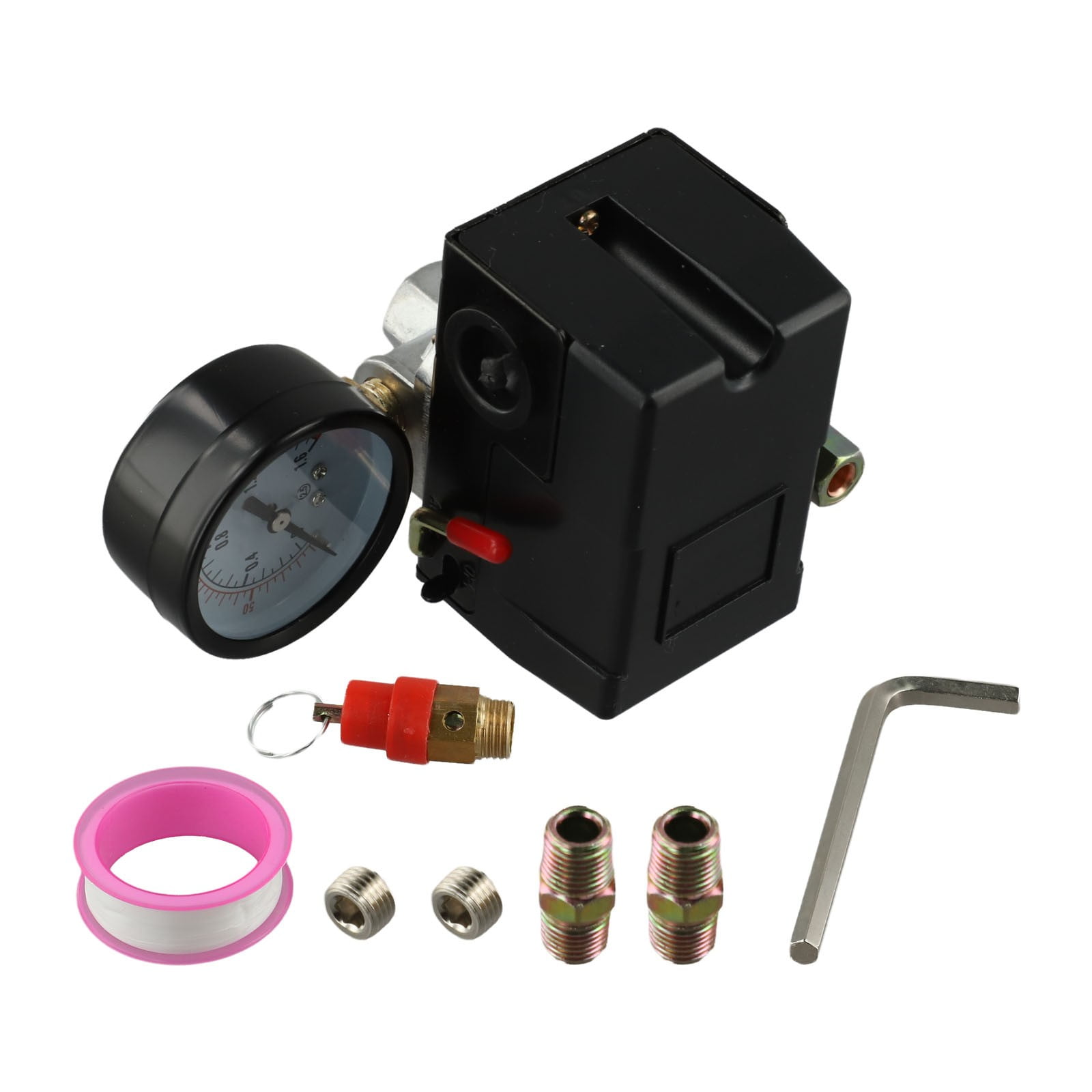 Air Compressor Pressure Switch Control Valve with Pressure Gauge 110V ...