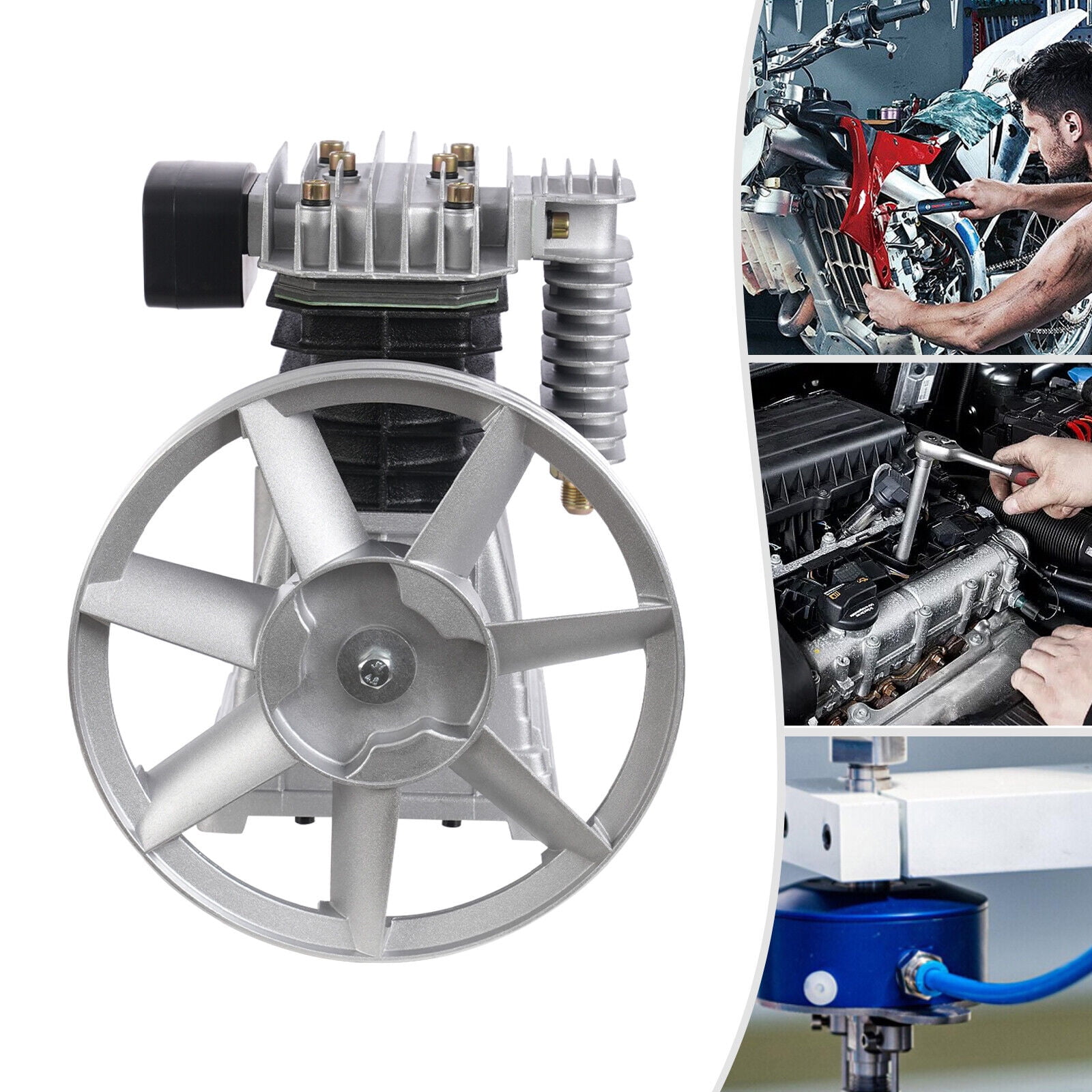 Air Compressor Pump Head, Aluminum and Iron Single Stage Twin Cylinder ...