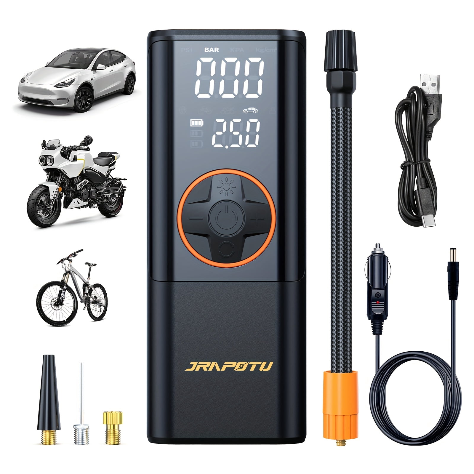 Air Compressor, Tire Inflator Portable Air Pump 150 PSI For Car Tires ...