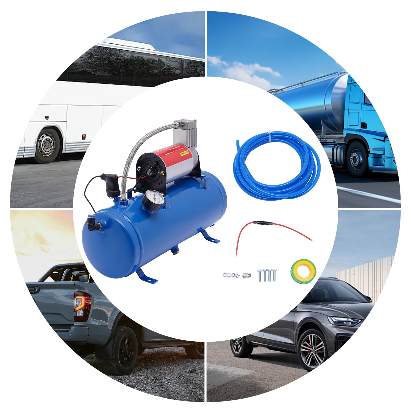 Air Compressor Tire Pump – Automatic Pressure Control, 12.47ft Hose ...