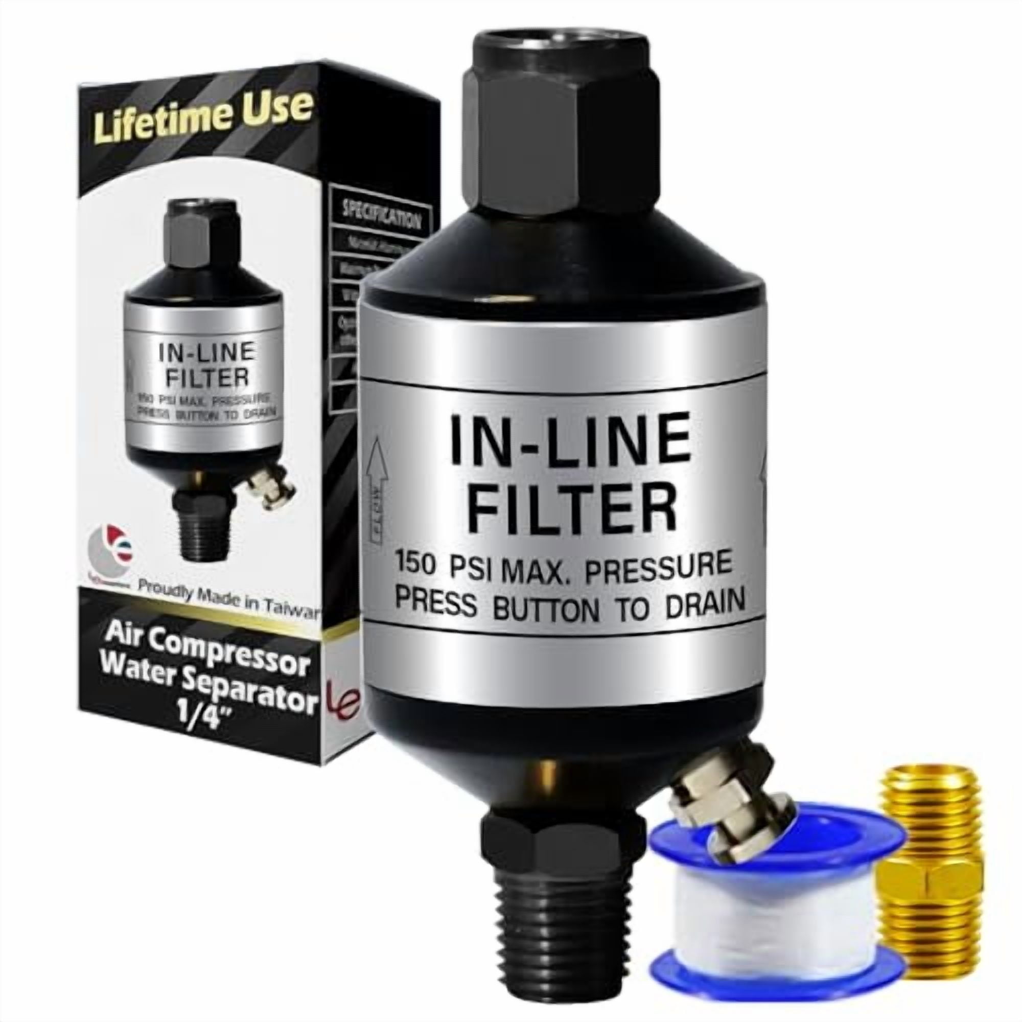 Air Compressor Water Separator, Compressed Air Dryer with Drain Valve ...