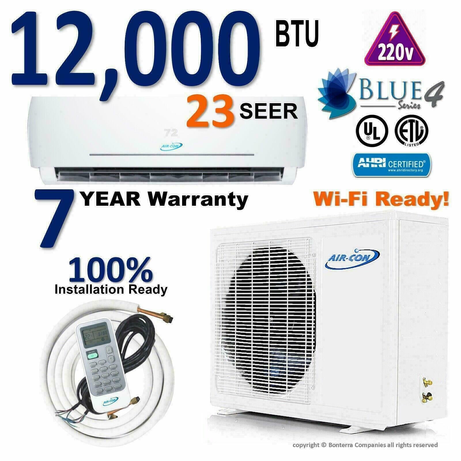 Air-Con 12000 BTU Blue 4 Mini Split AC Heat Pump Ductless 23 Seer 220v ...