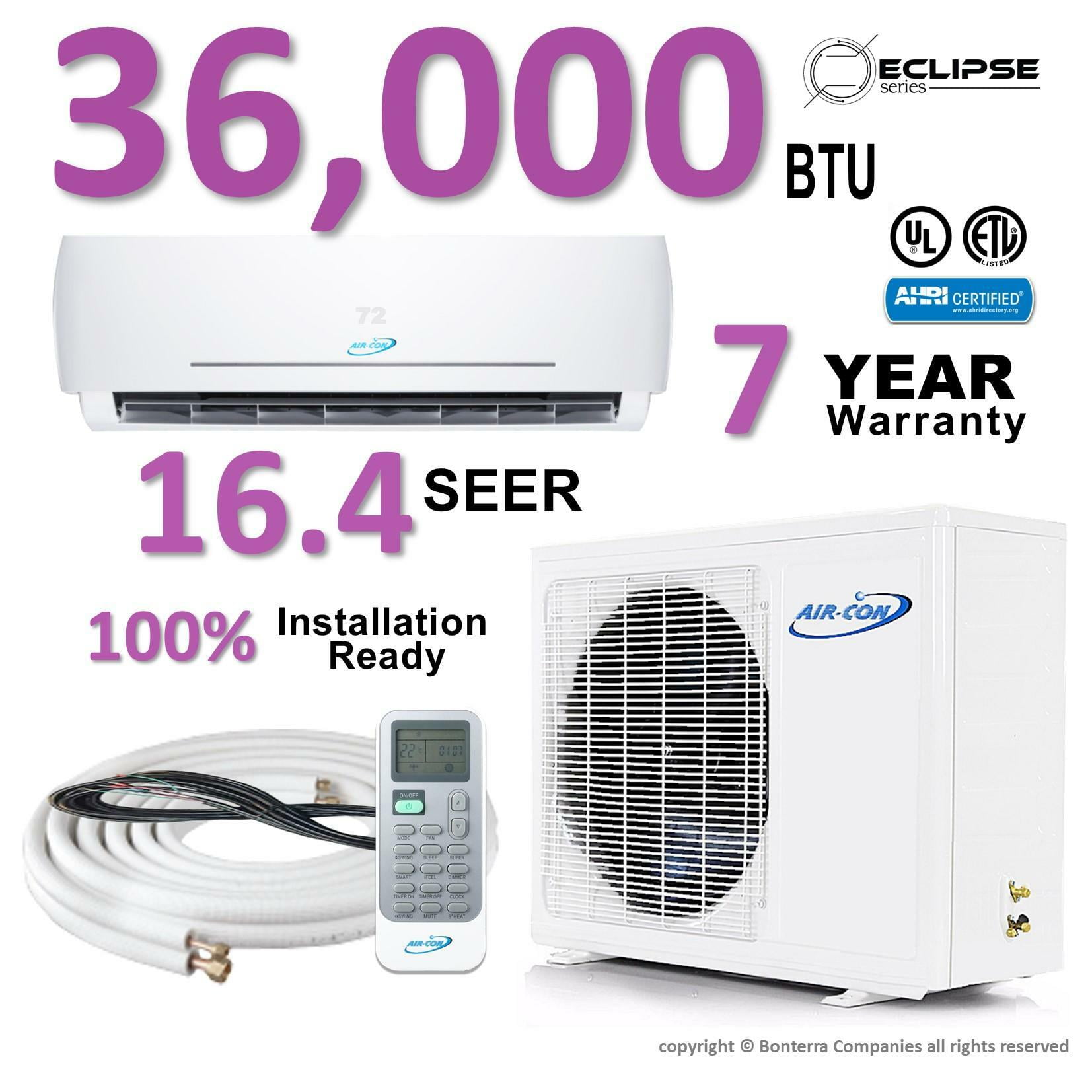 Air-Con 36000 BTU Mini Split Air Conditioner & Energy Efficient ...
