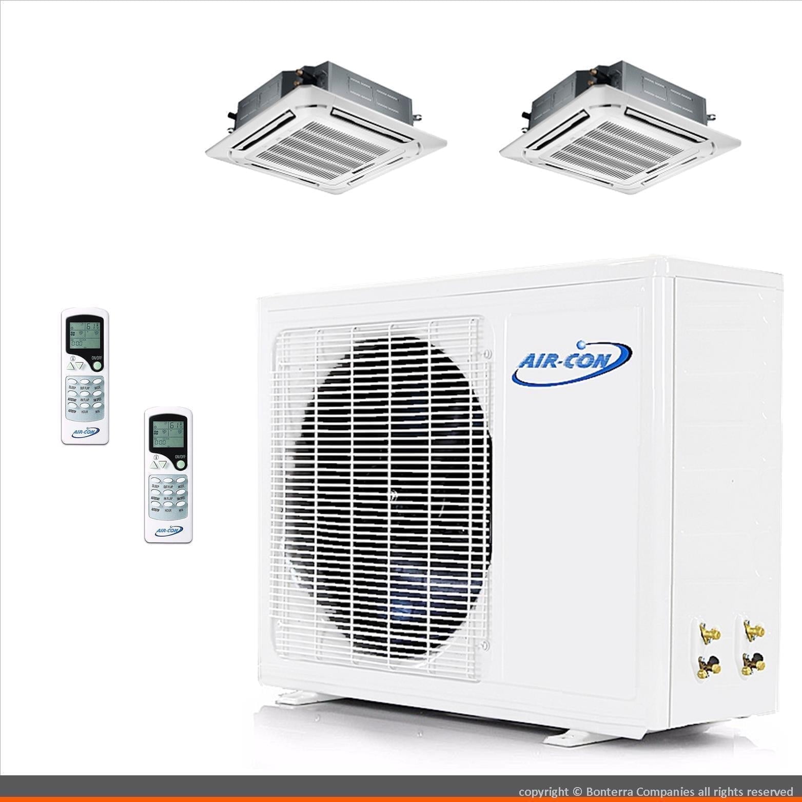 Air-Con Mini Split Air Conditioner Heat Pump Ductless Multi 2 Zone 9000 ...