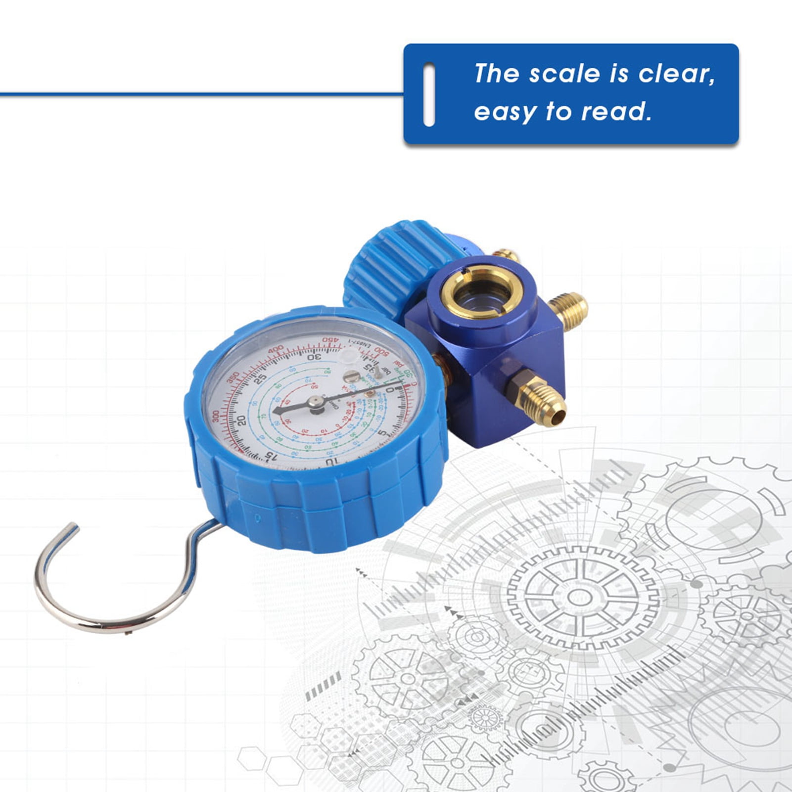 Air Condition Manifold Gauge Manometer& Valve 500psi 35kgf cm With ...