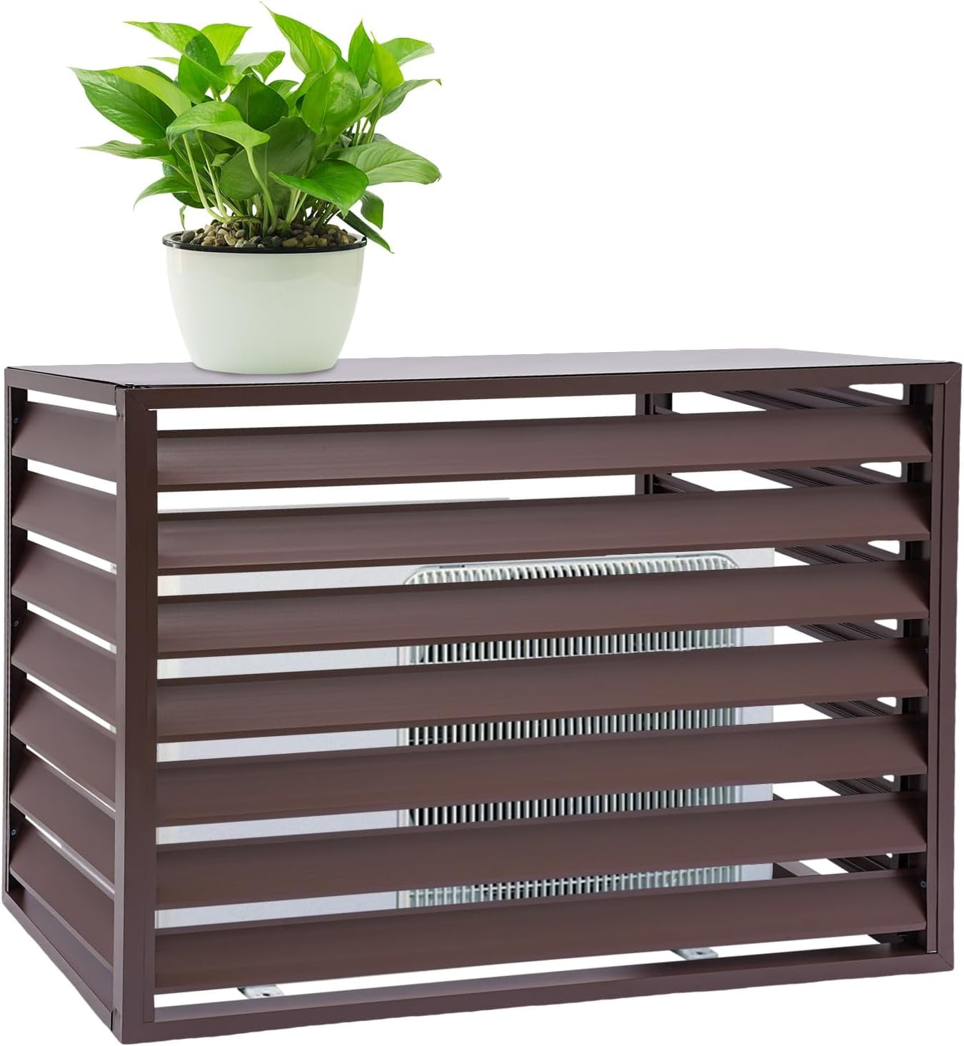 Air Conditioner Fence, 4-Panel Aluminum Alloy Outdoor Privacy Screen ...