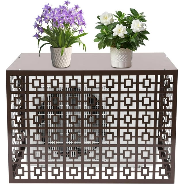 Air Conditioner Fence with 4 Panels, Metal Shutter Privacy Screen ...