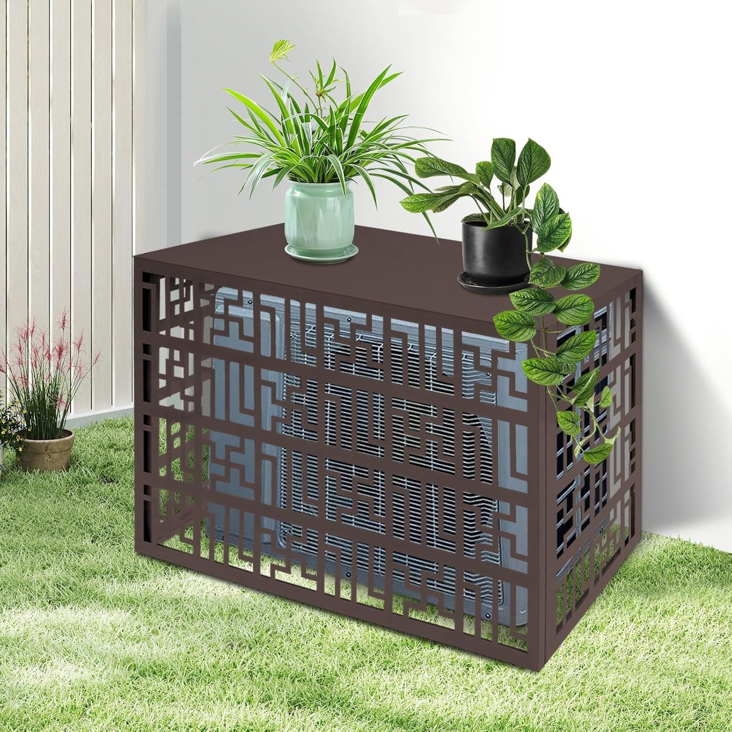 Air Conditioner Fence, Freestanding Shade Trash Can Fence Privacy ...