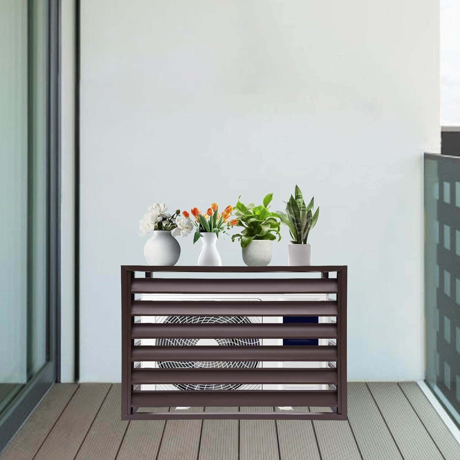 Air Conditioner Fence for Outdoor Units, Freestanding Privacy Screen ...