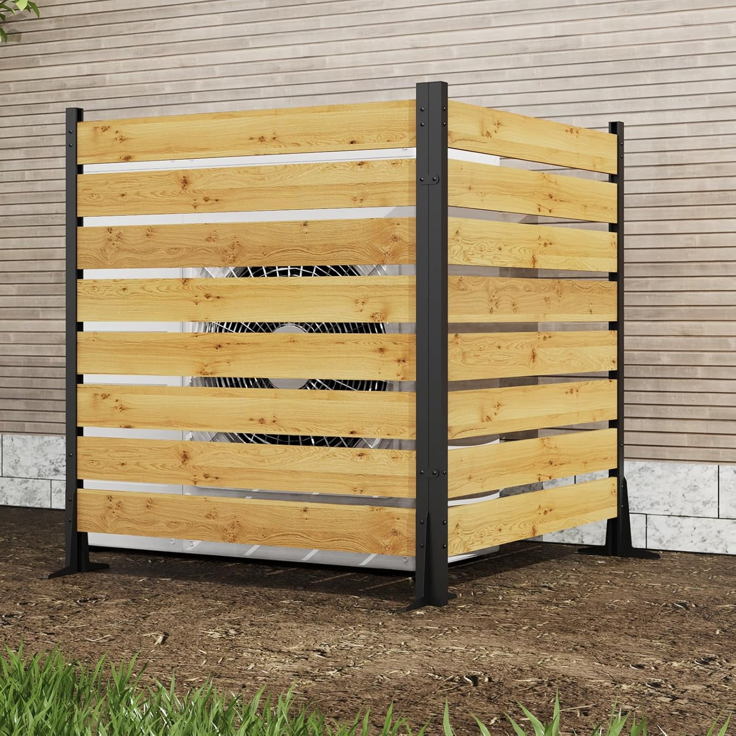 Air Conditioner Fence, Outdoor Wood Privacy Screen, Pool Equipment ...