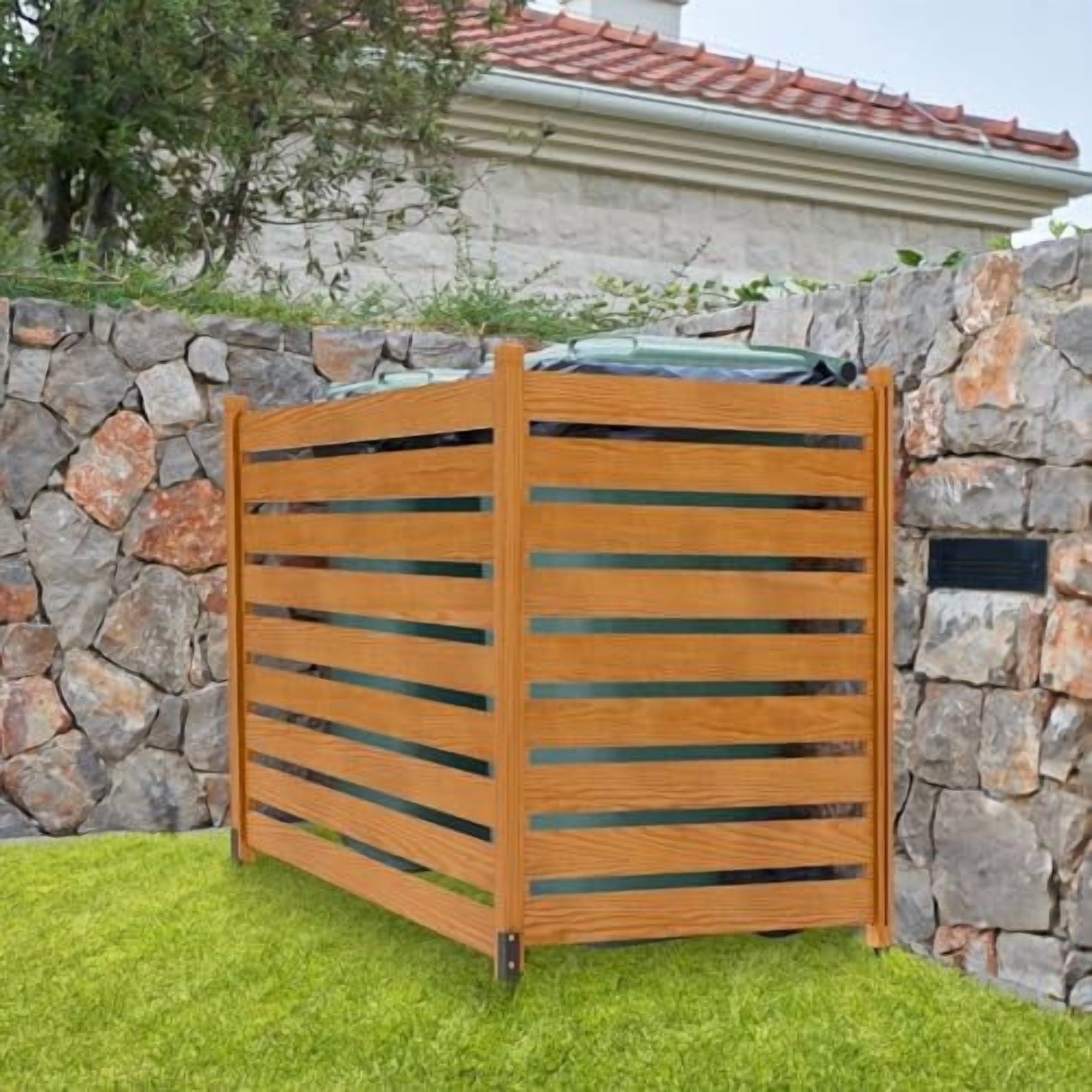 Air Conditioner Fence, Outdoor Wood Privacy Screens with Metal Stakes ...
