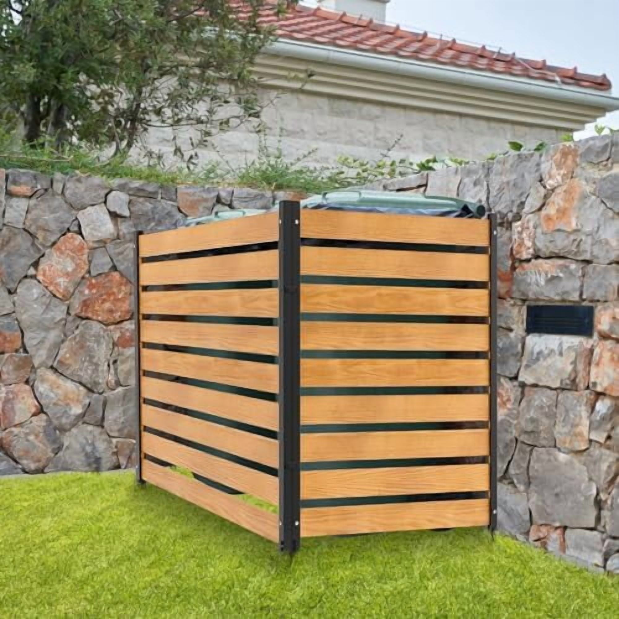 Air Conditioner Fence, Outdoor Wood Privacy Screens with Metal Stakes ...
