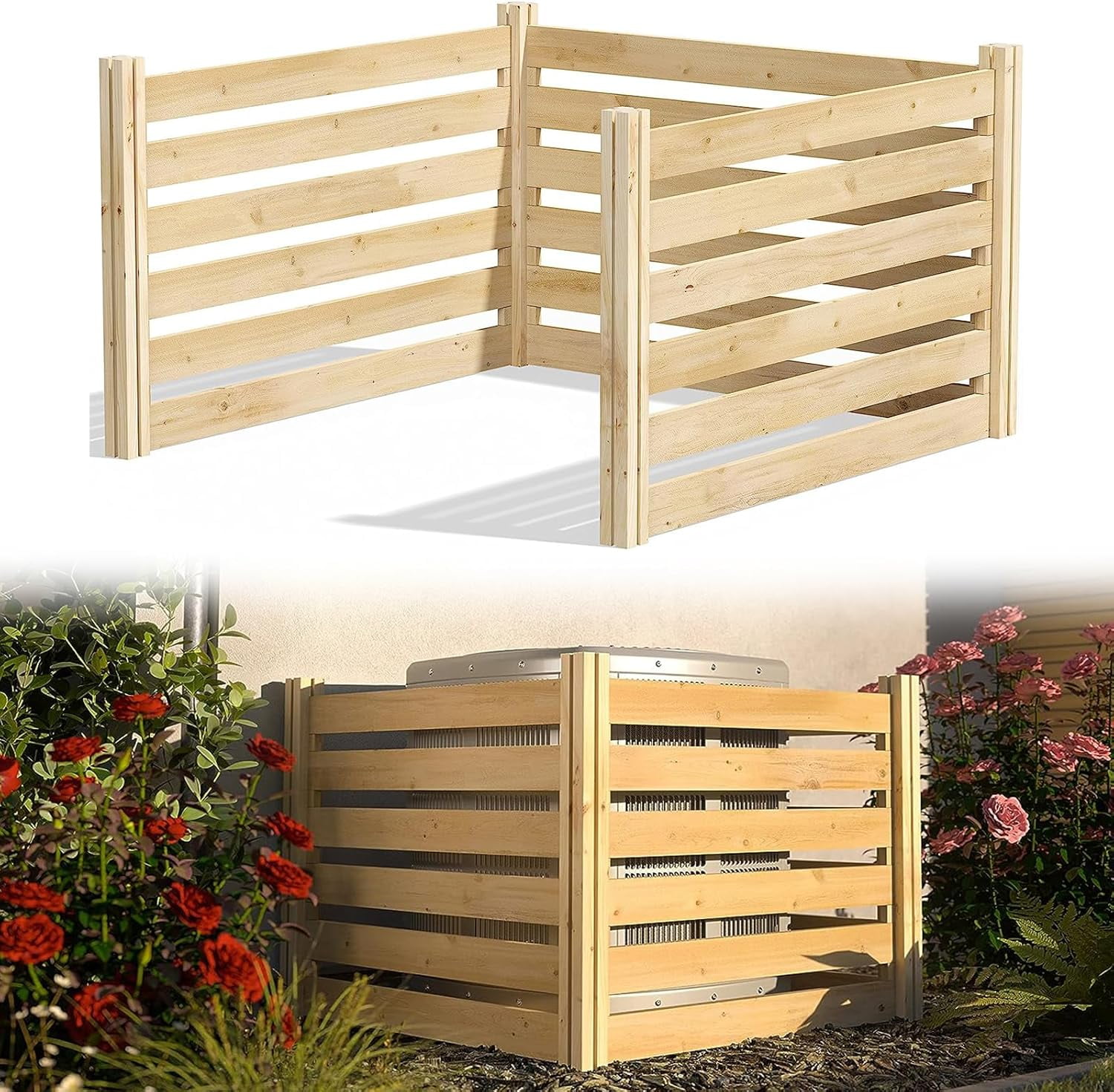 Air Conditioner Fence Privacy Screen, Cedar Wood Outdoor Air ...